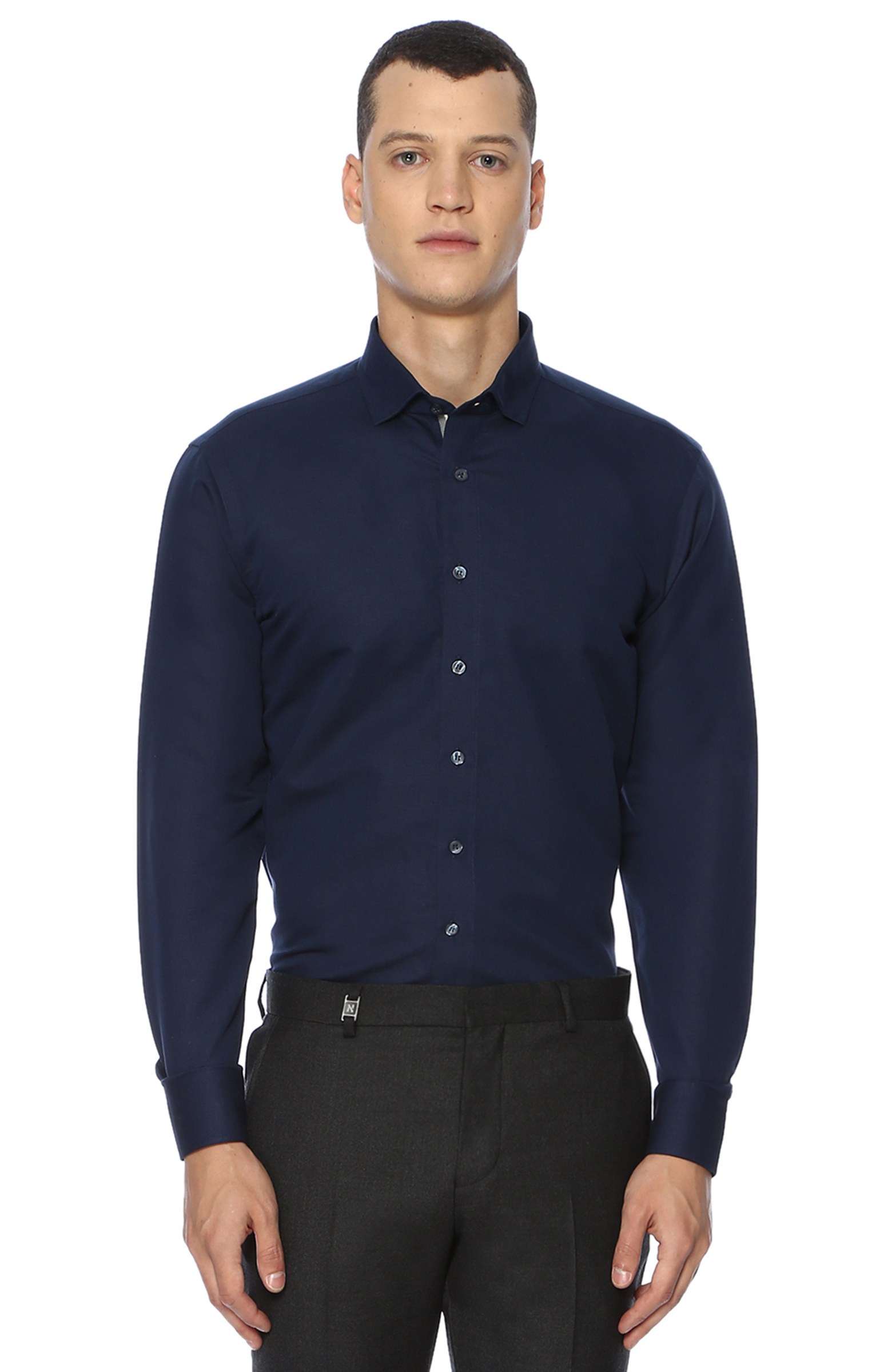 İtalyan Yaka Lacivert Gömlek