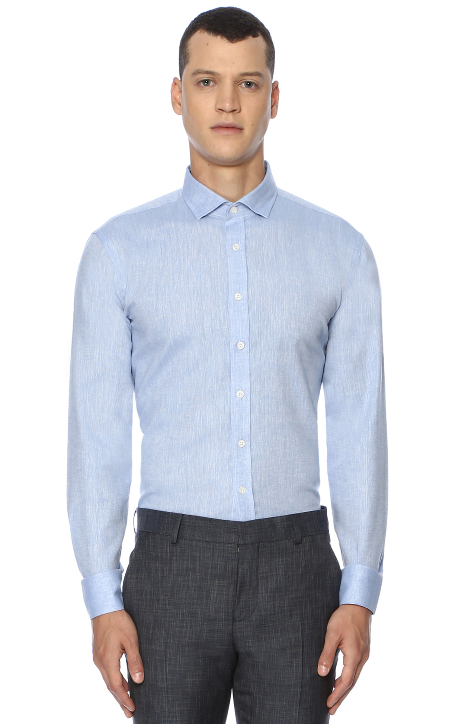 İtalyan Yaka Mavi Gömlek