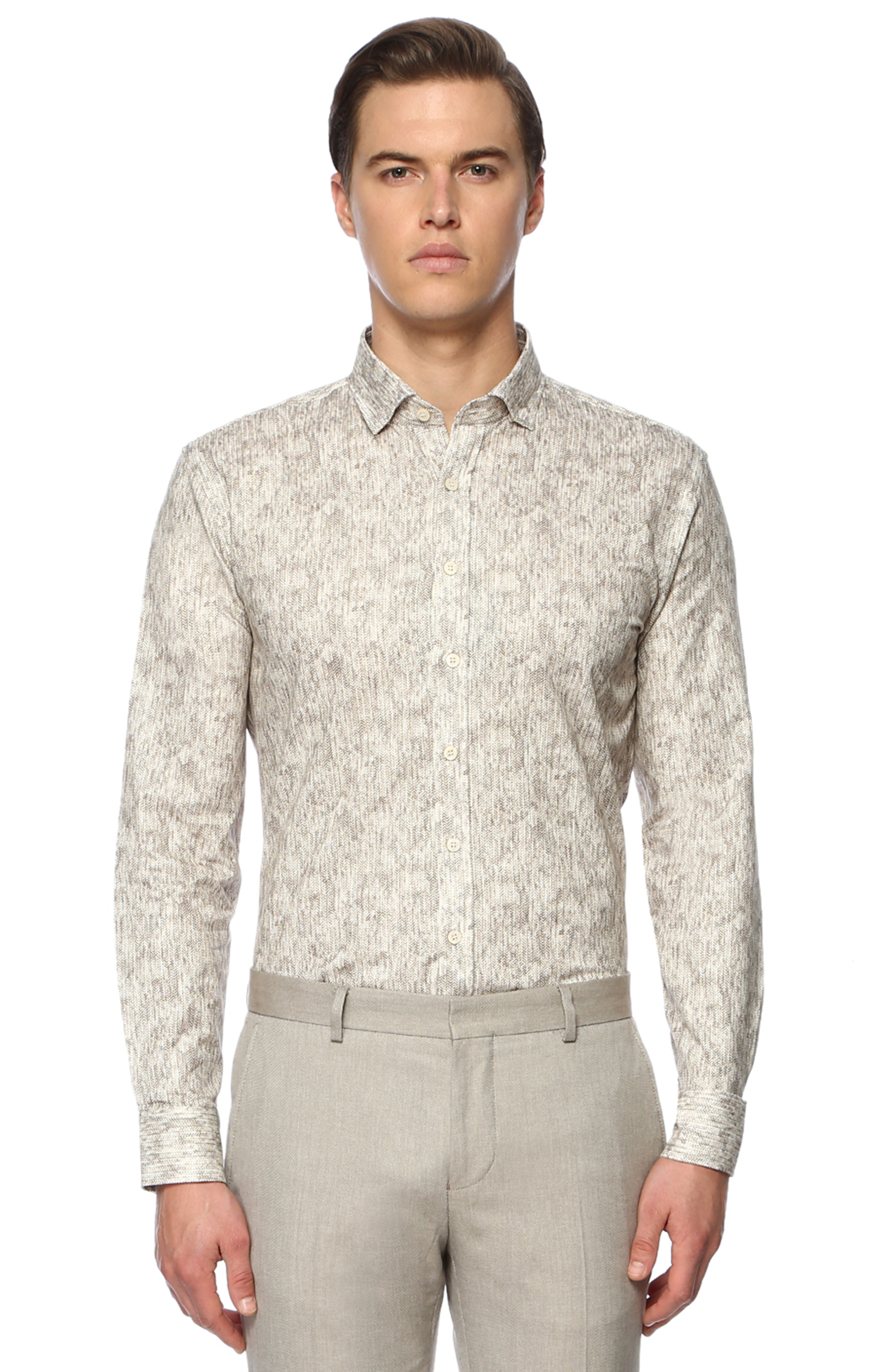 İtalyan Yaka Bej Gömlek İtalyan Yaka Bej Gömlek