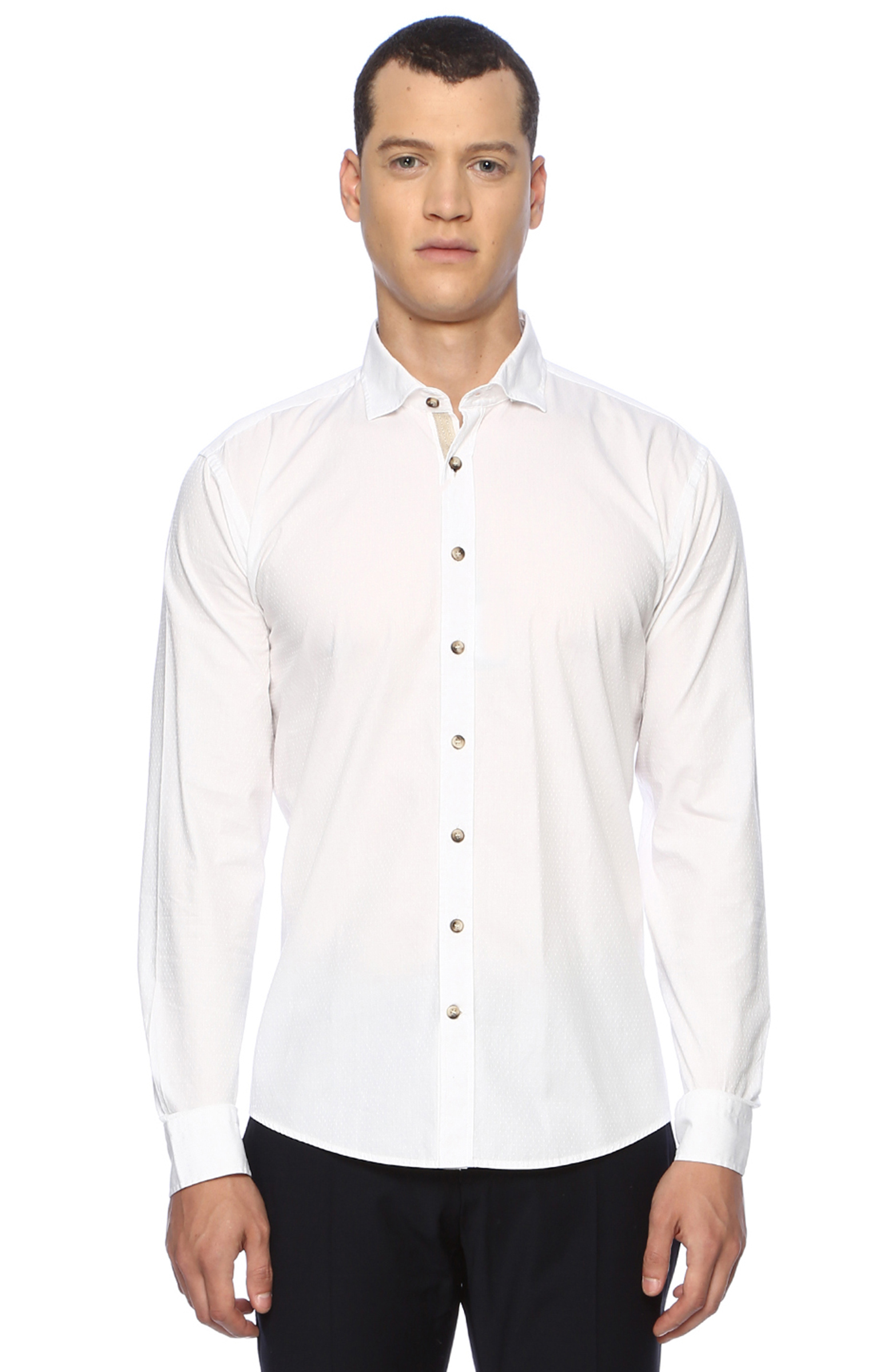 İtalyan Yaka Beyaz Gömlek İtalyan Yaka Beyaz Gömlek