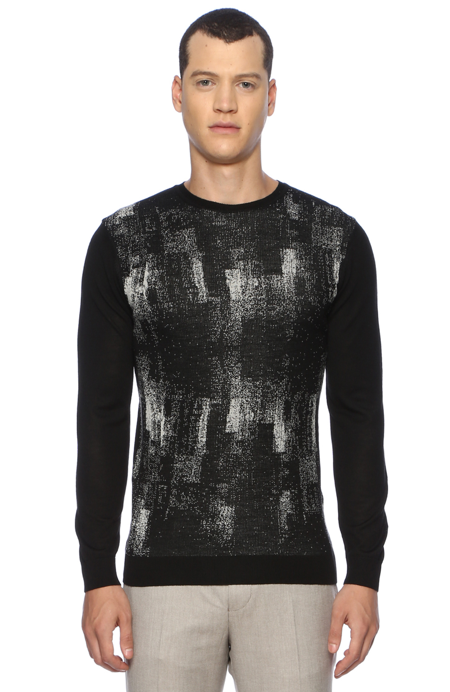 Bisiklet Yaka Siyah Triko