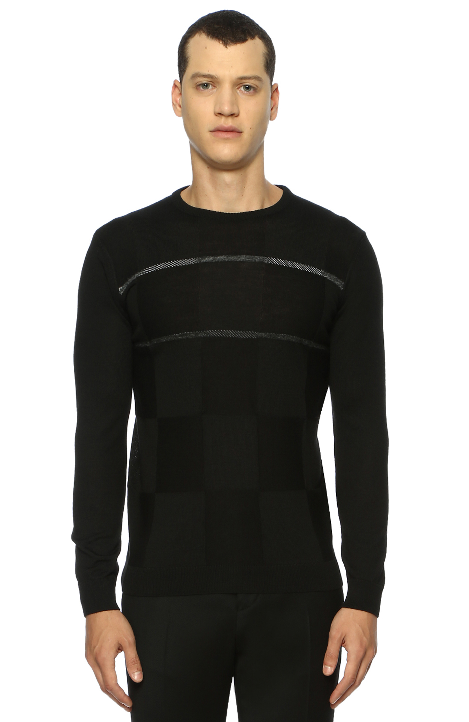 Bisiklet Yaka Siyah Triko