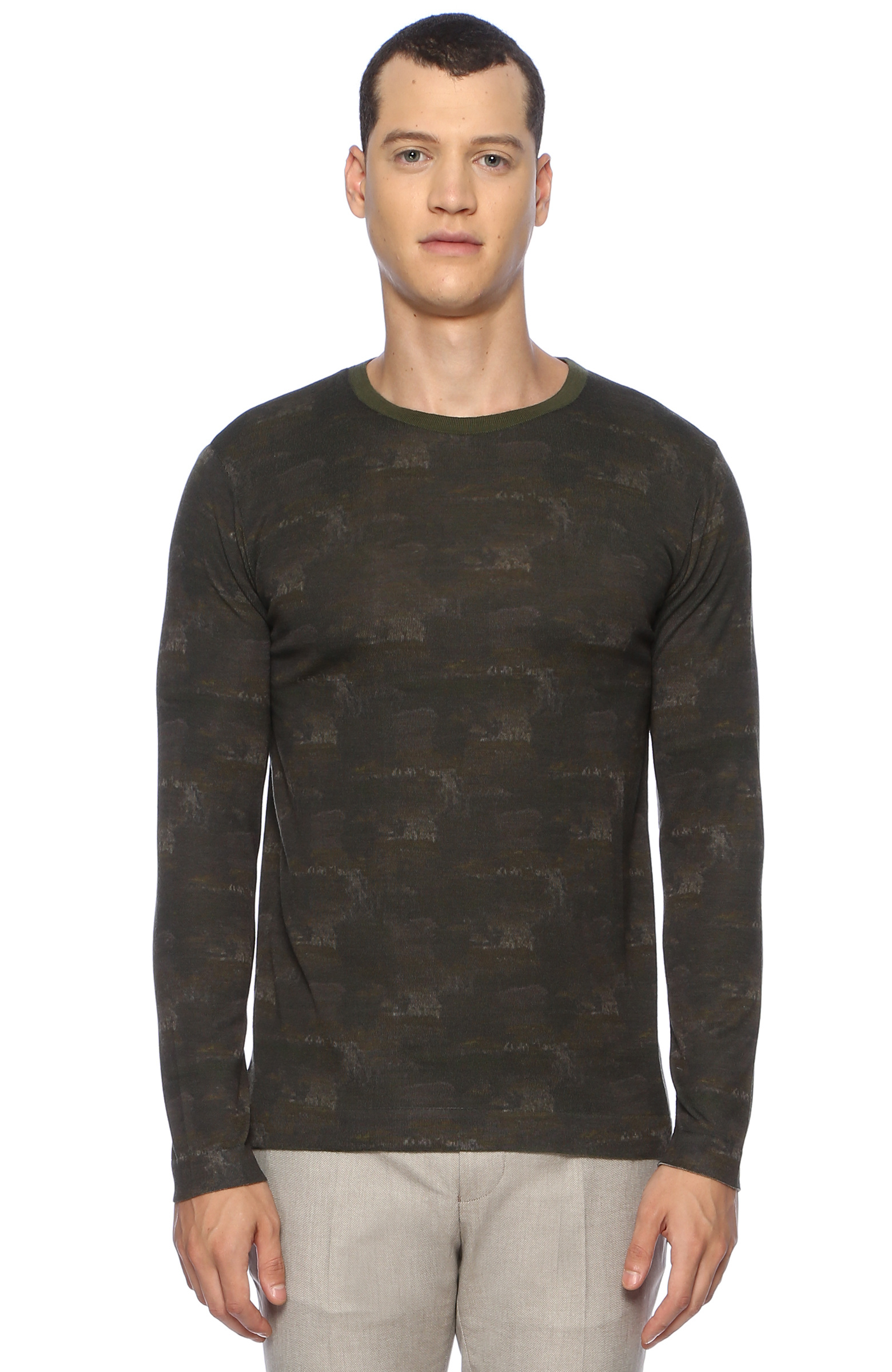 Bisiklet Yaka Haki Triko