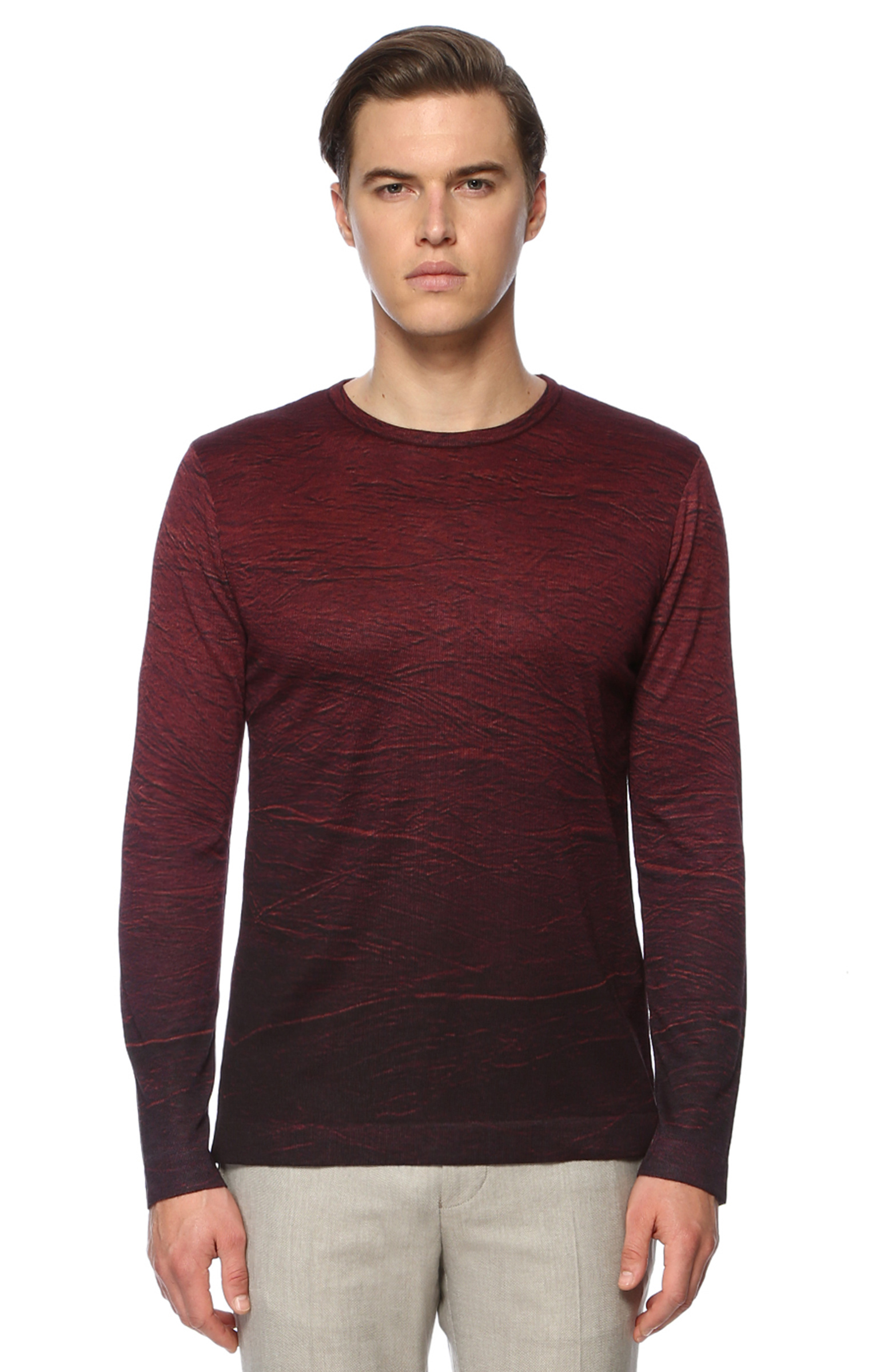 Bisiklet Yaka Bordo Triko Bisiklet Yaka Bordo Triko