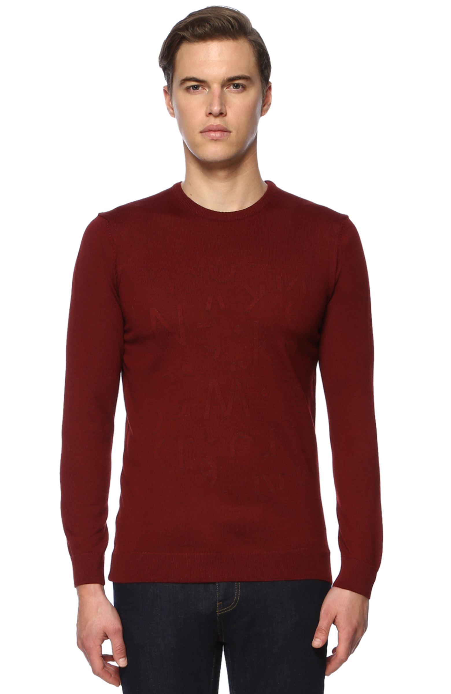 Bisiklet Yaka Kırmızı Triko