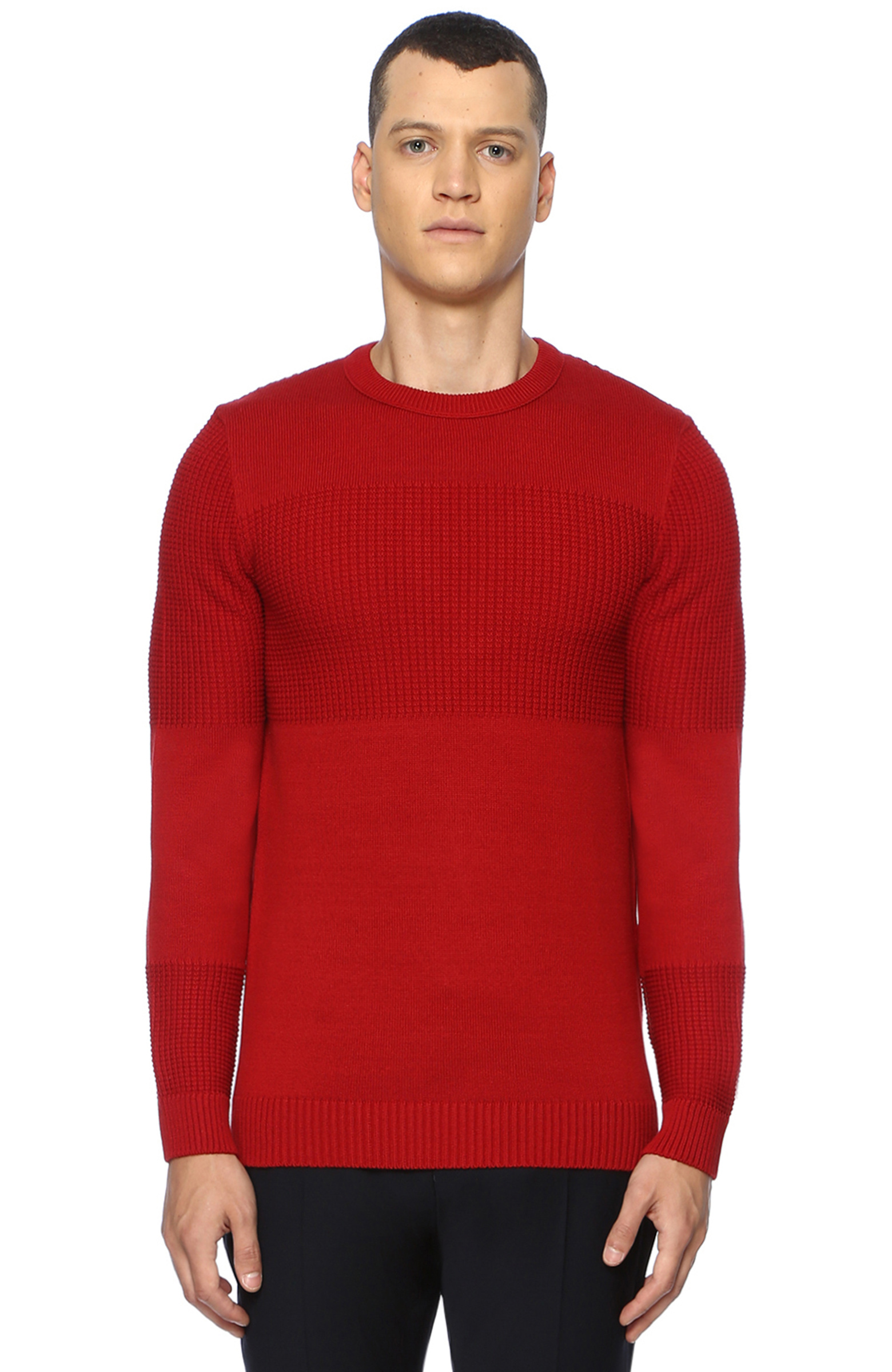 Bisiklet Yaka Kırmızı Triko