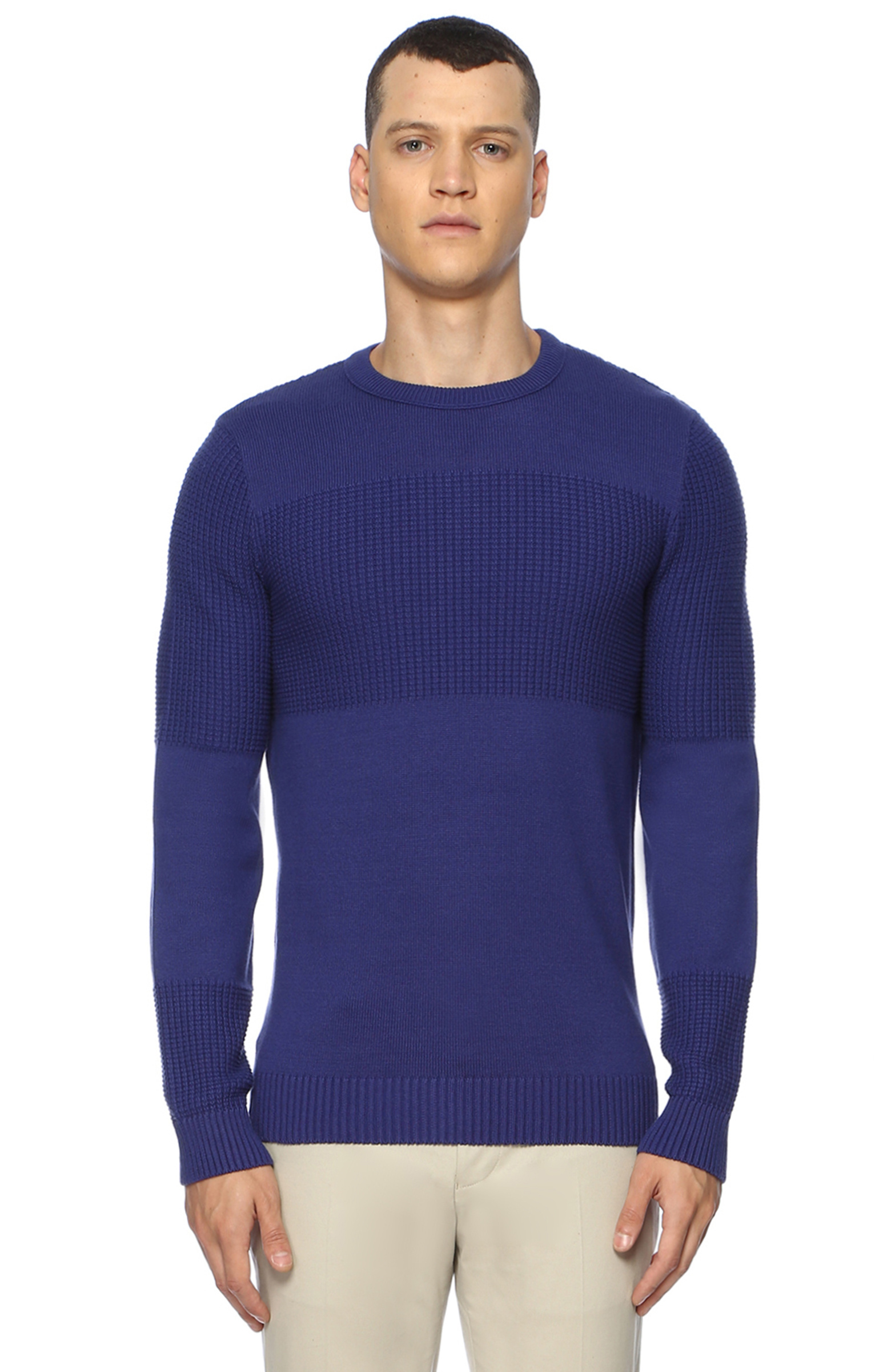 Bisiklet Yaka Saks Triko