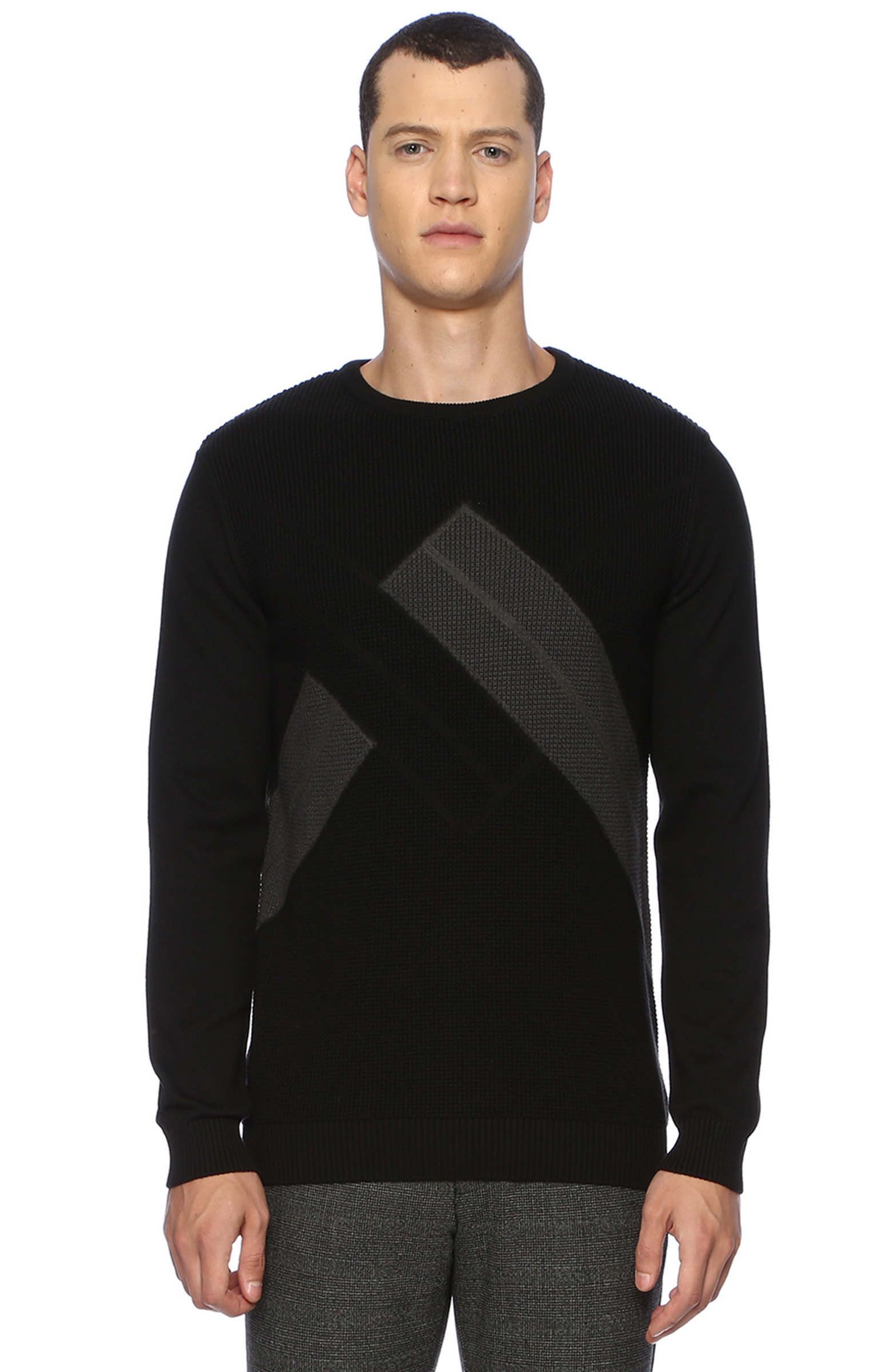 Bisiklet Yaka Siyah Triko