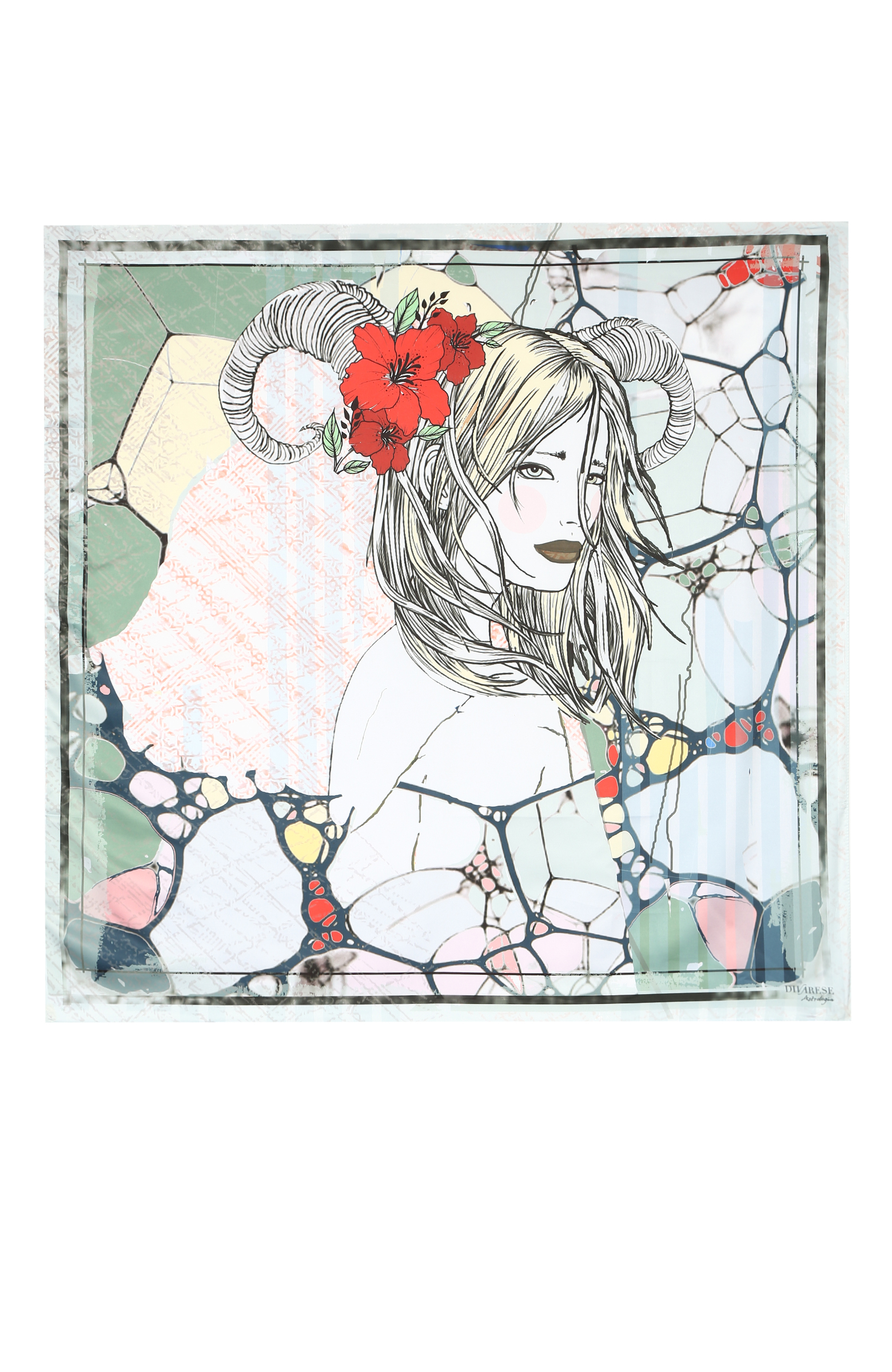 Koç Burcu Desenli Yeşil Kadın Şal Koç Burcu Desenli Yeşil Kadın Şal