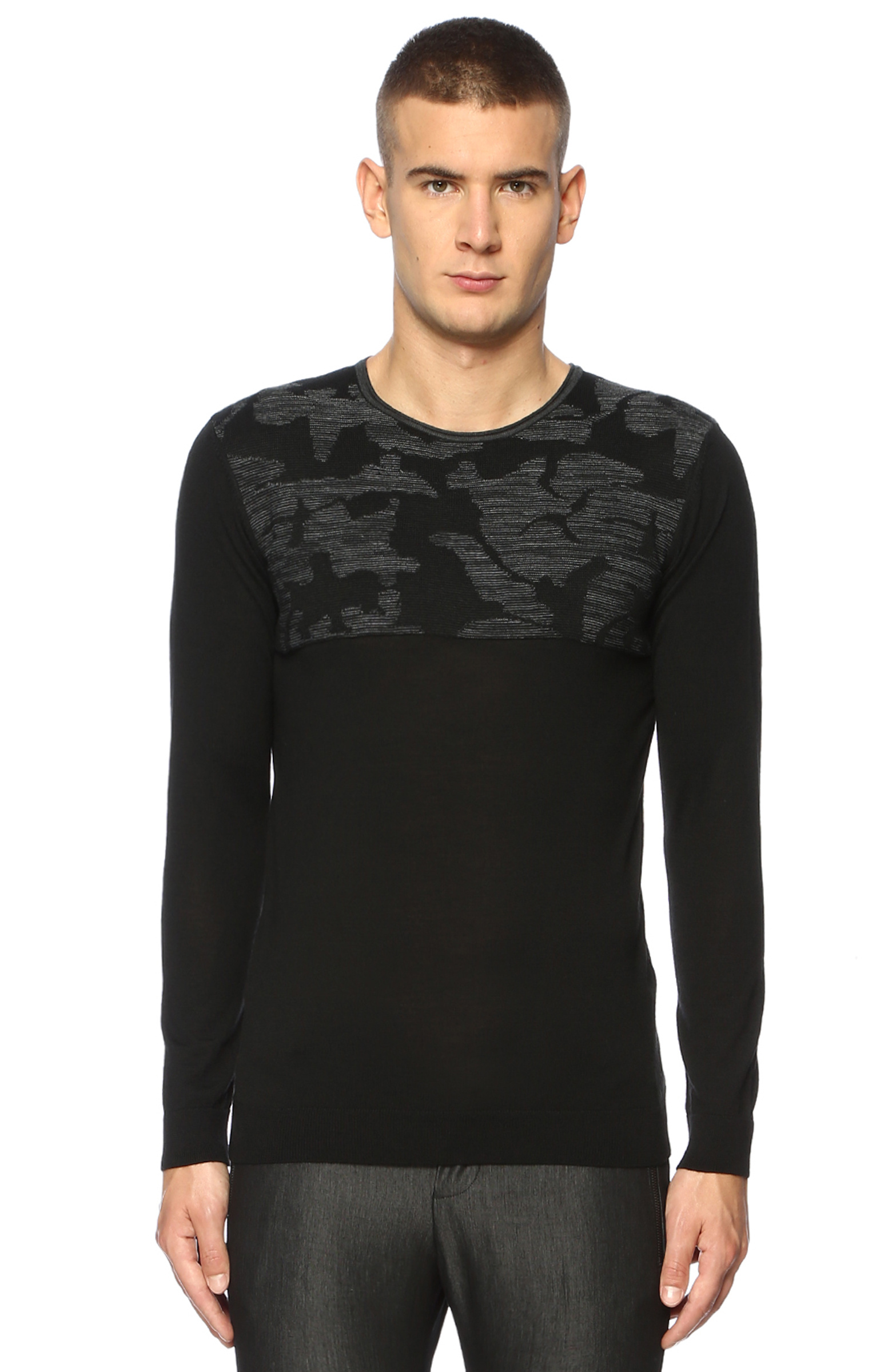 Bisiklet Yaka Siyah Kazak