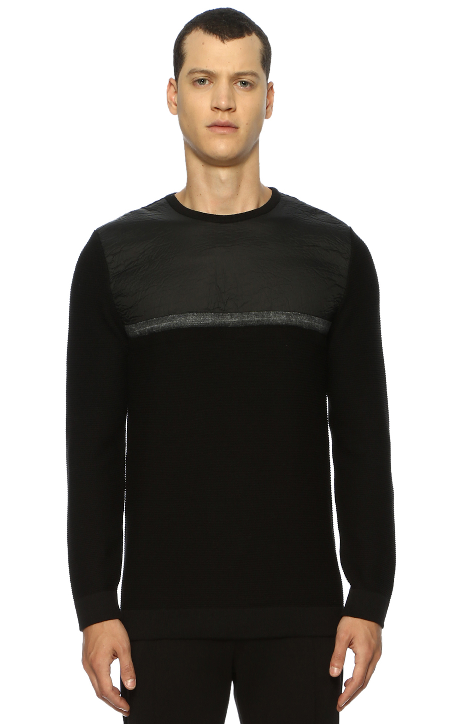 Bisiklet Yaka Siyah Triko