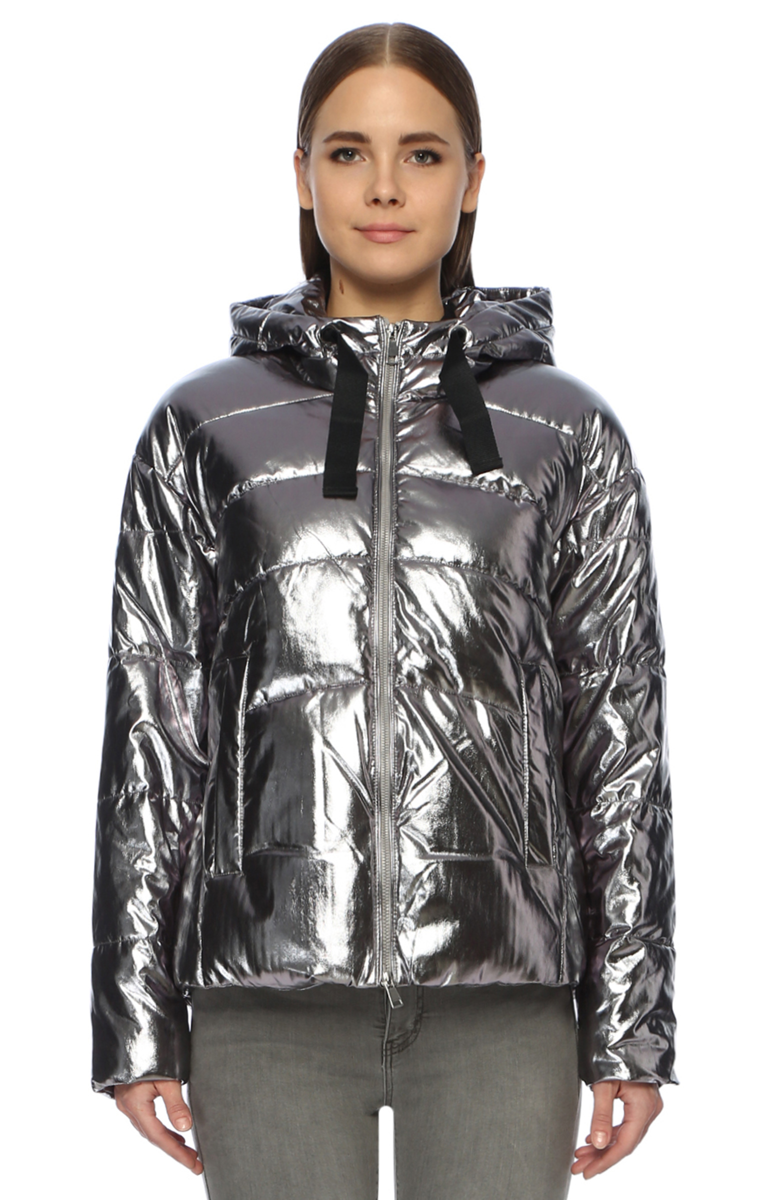 Geniş Form Grogrenli Puffer Gri Mont