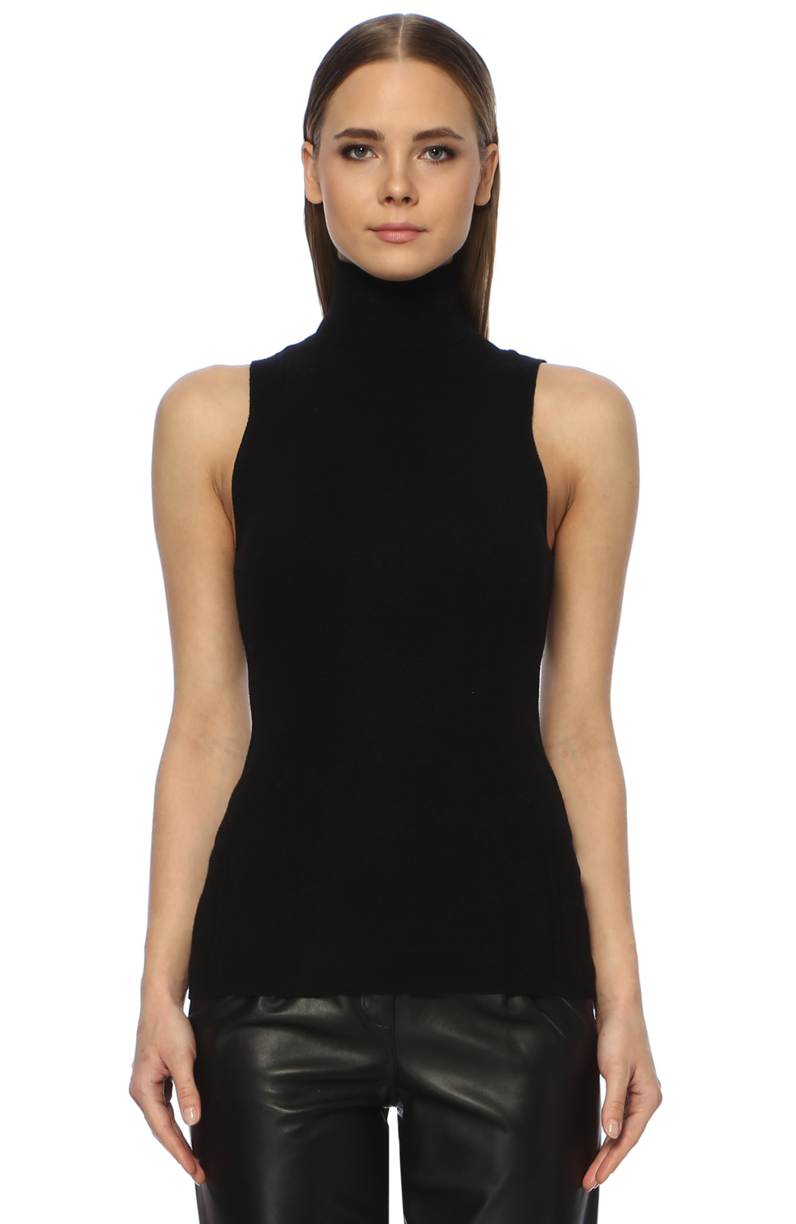 Kolsuz Balıkçı Yaka Siyah Kazak