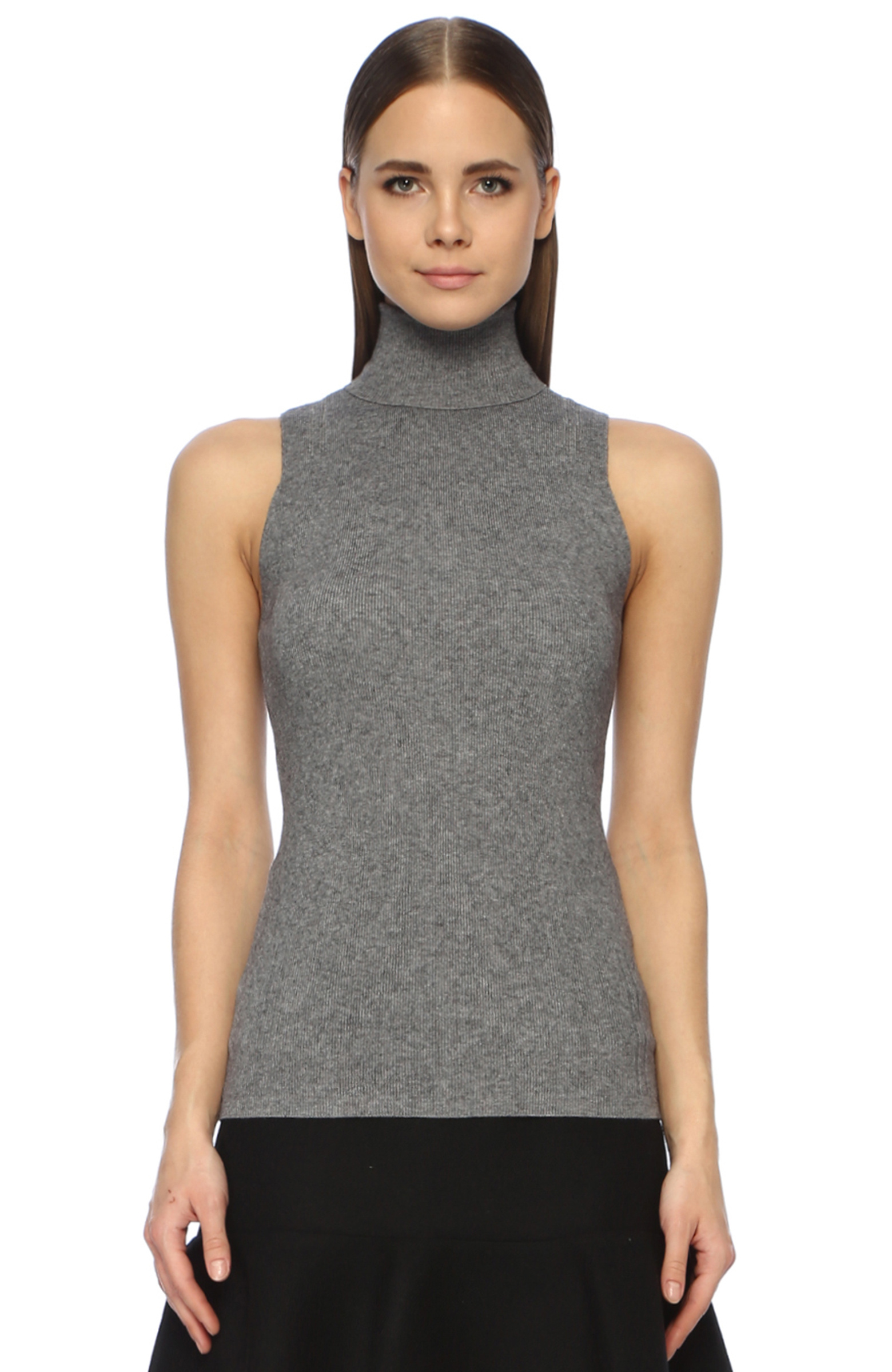 Kolsuz Balıkçı Yaka Gri Melanj Kazak