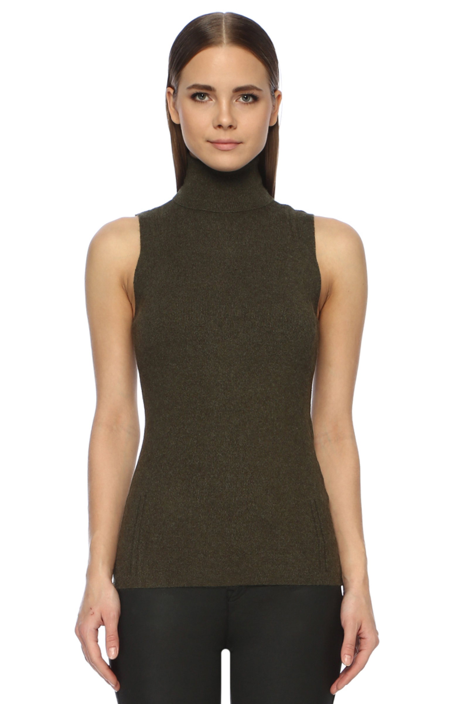 Kolsuz Balıkçı Yaka Haki Melanj Kazak