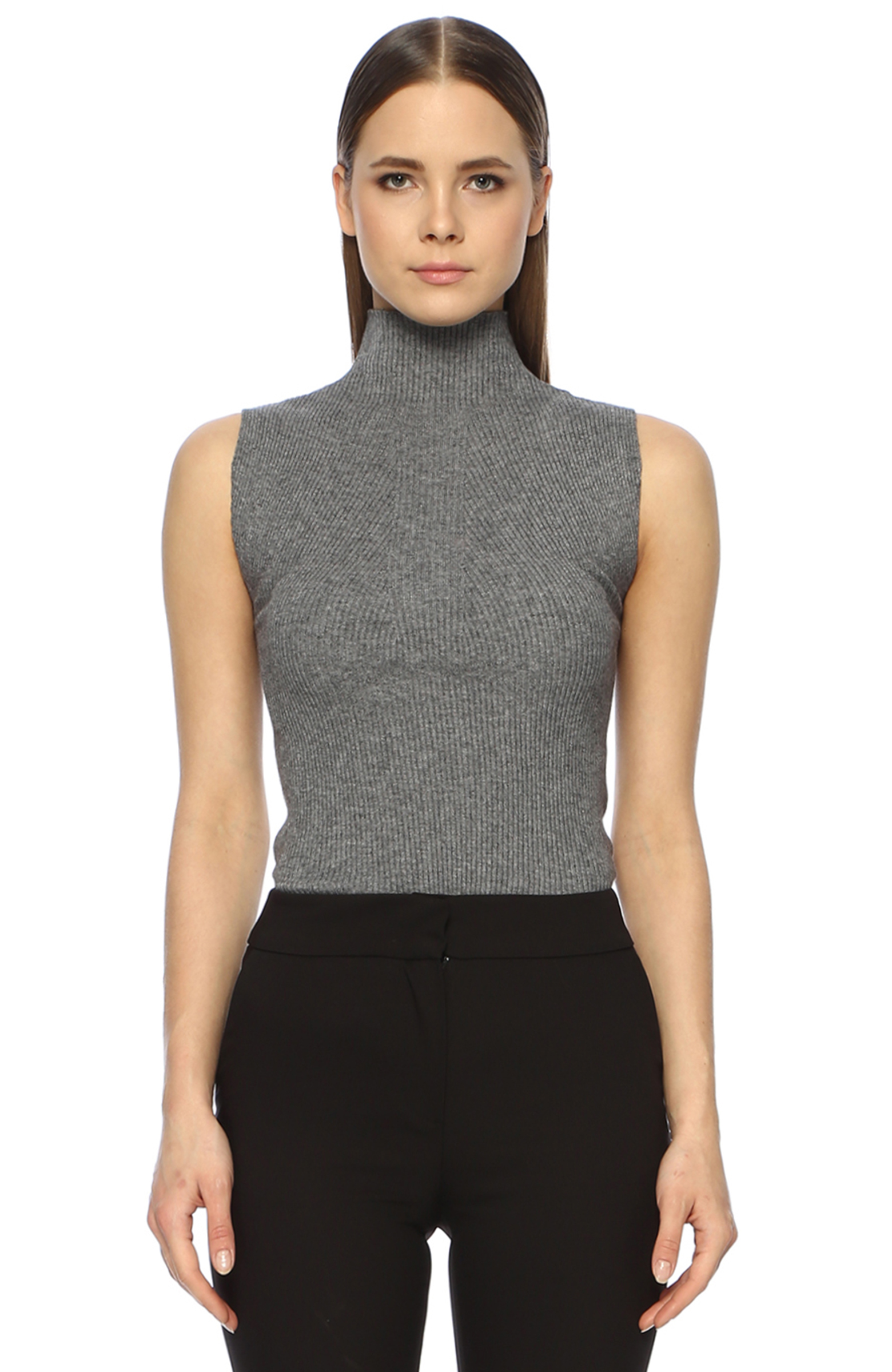 Slim Fit Gri Melanj Kazak Slim Fit Gri Melanj Kazak