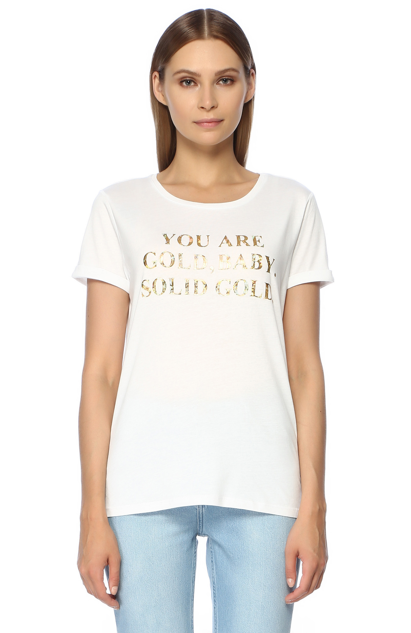 Bisiklet Yaka Beyaz Tshirt