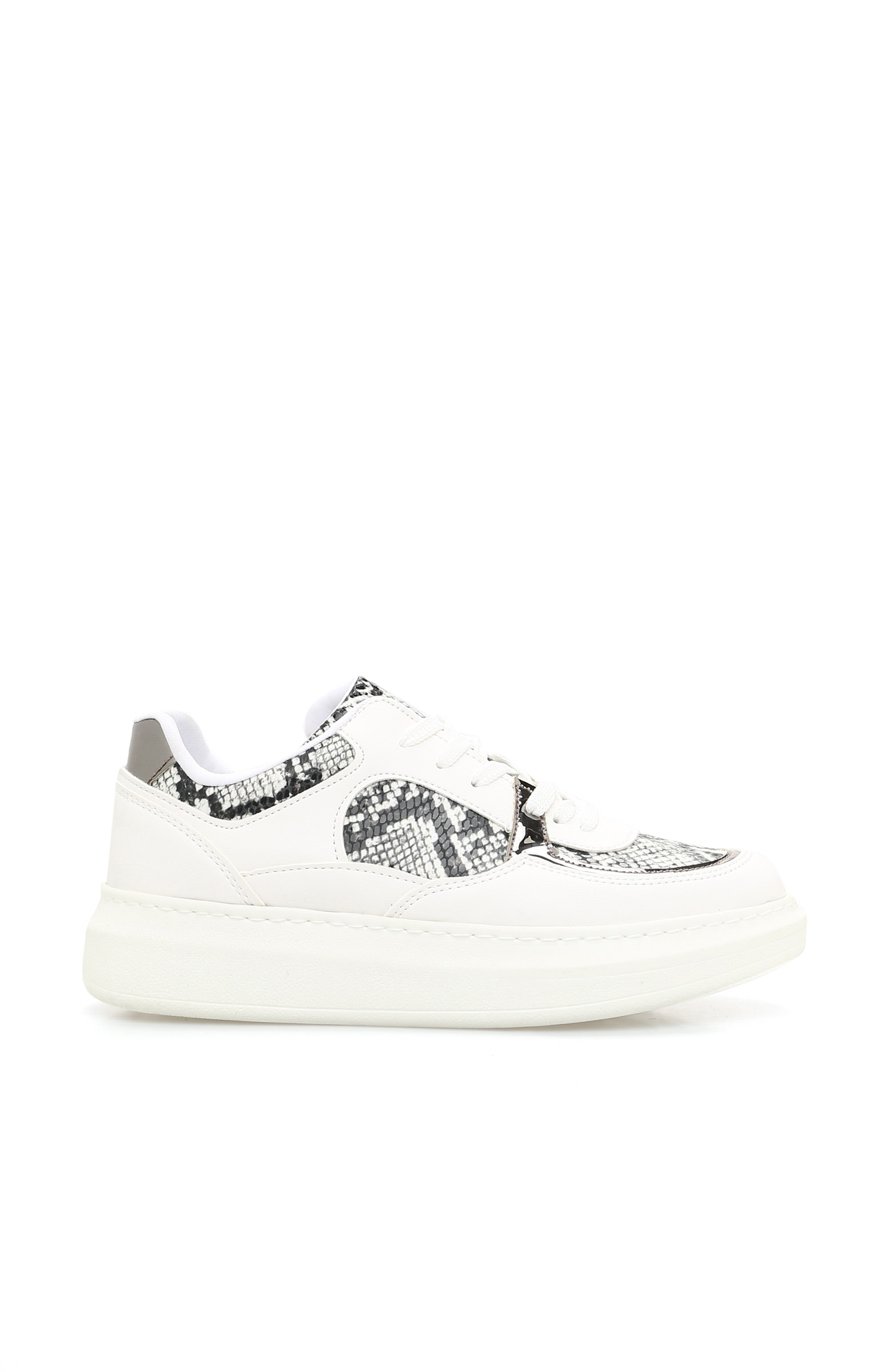 Yılan Baskı Beyaz Kadın Sneaker Yılan Baskı Beyaz Kadın Sneaker