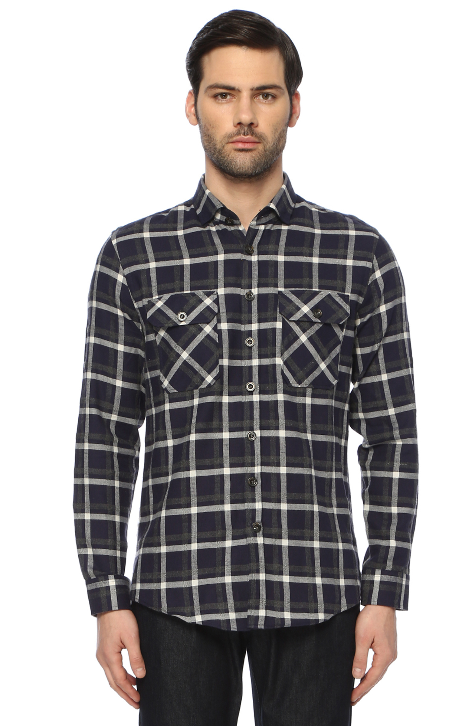 Ekose Lacivert Gömlek