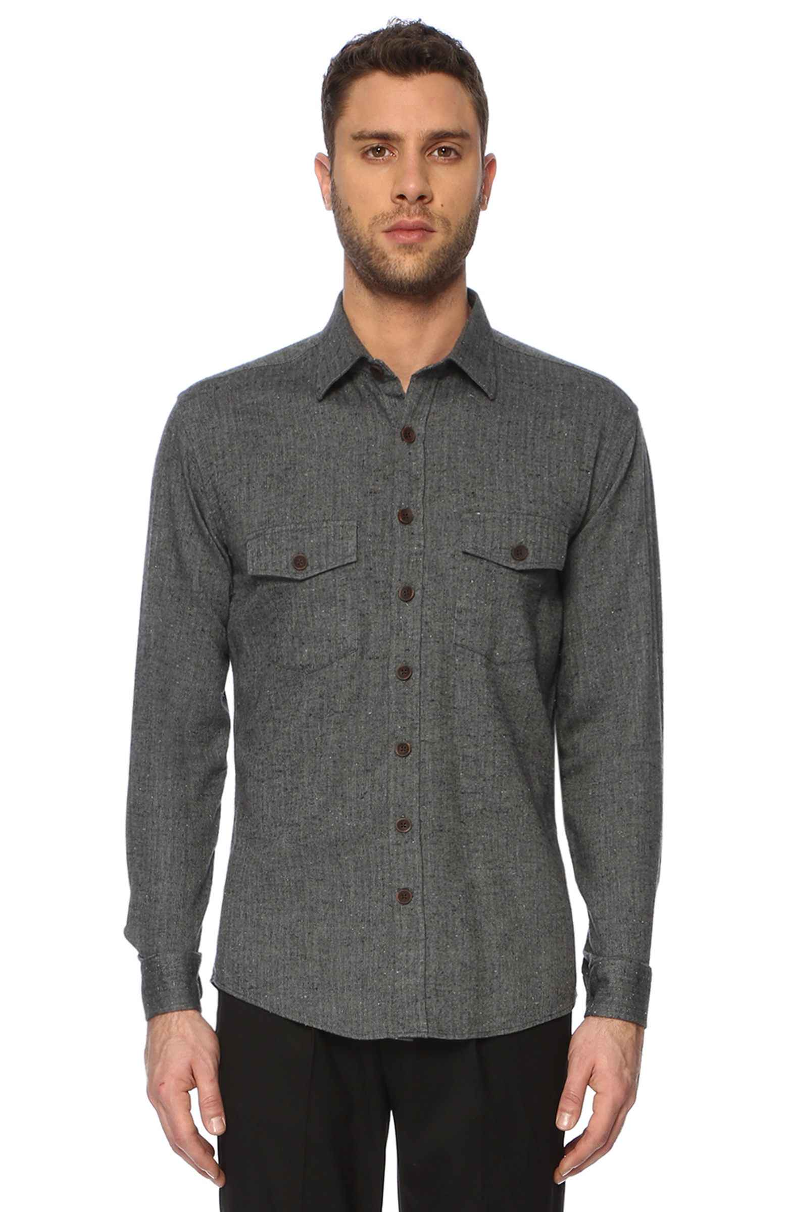 Slim Fit Antrasit Gömlek