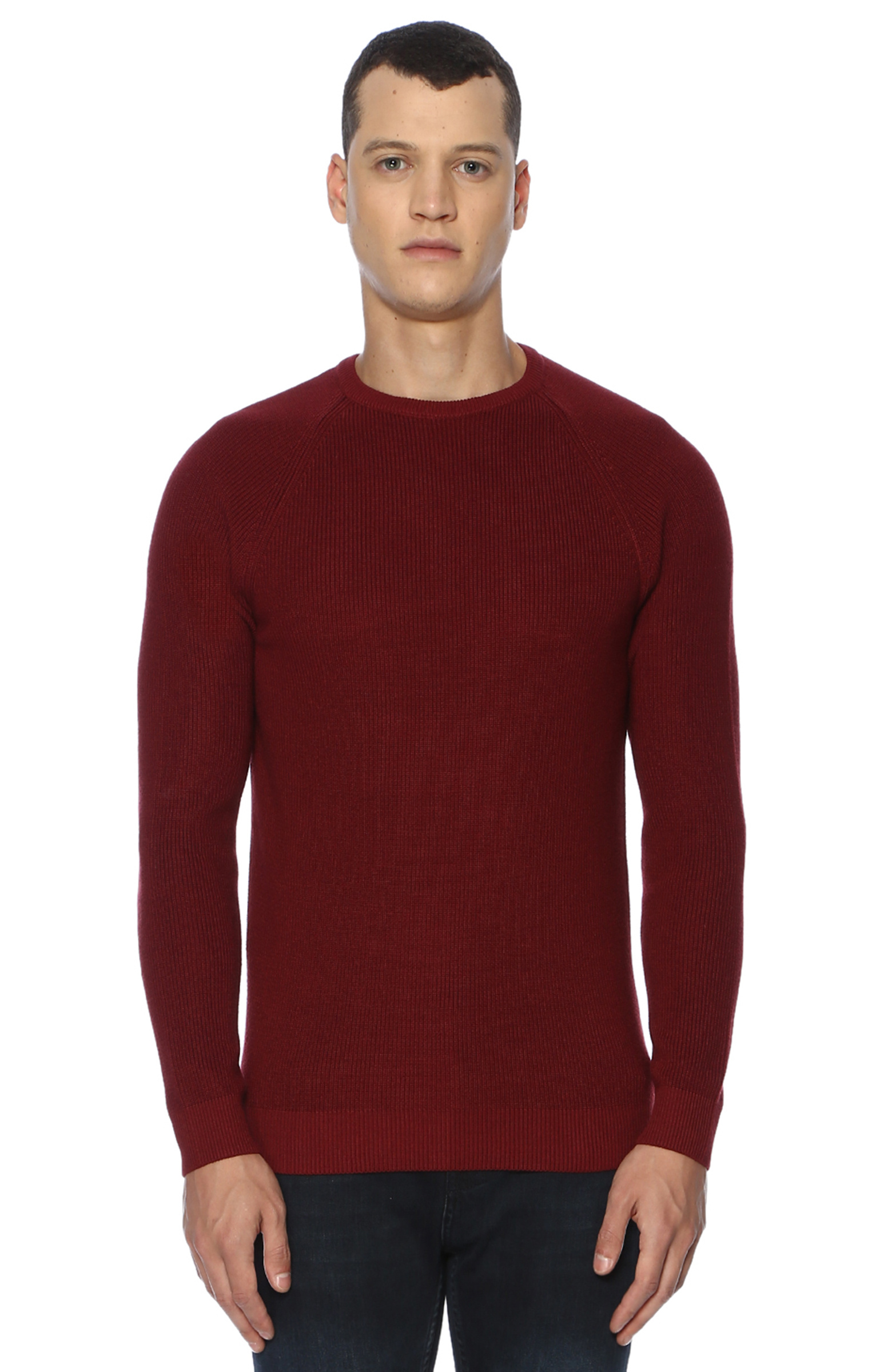 Bisiklet Yaka Kırmızı Triko