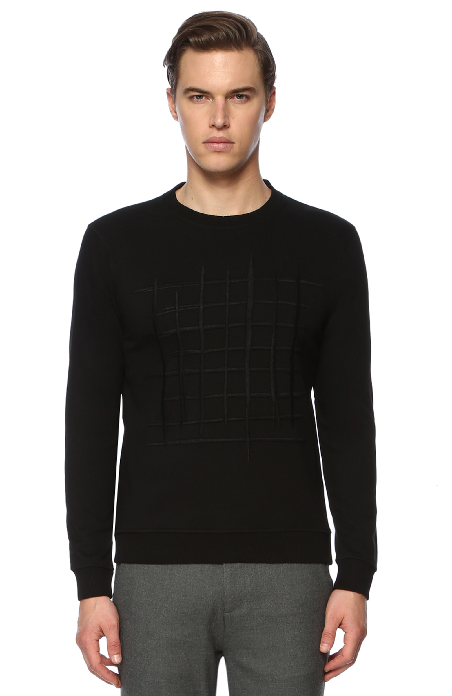 Slim Fit Siyah Sweatshirt