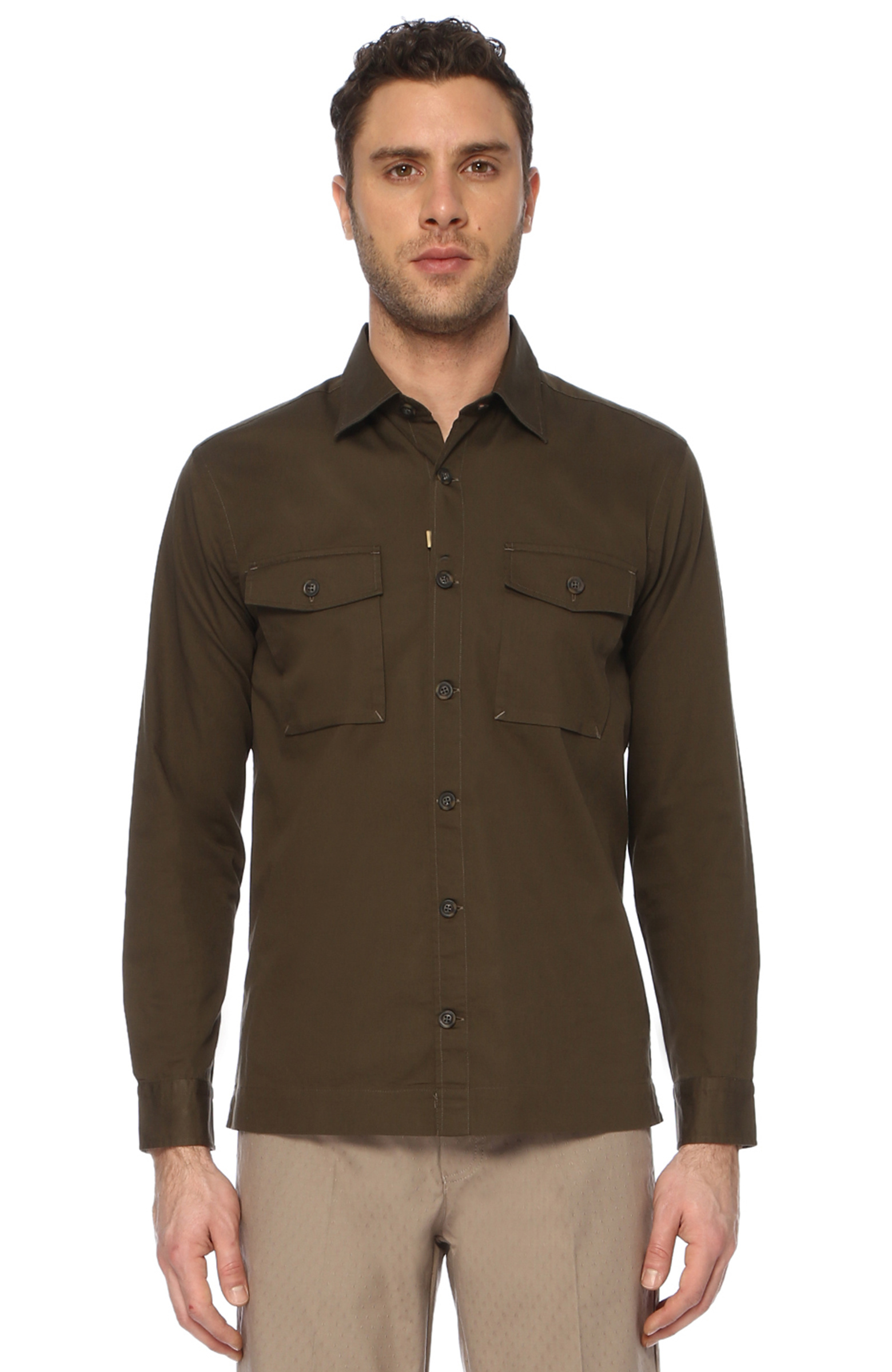 Slim Fit Haki Gömlek