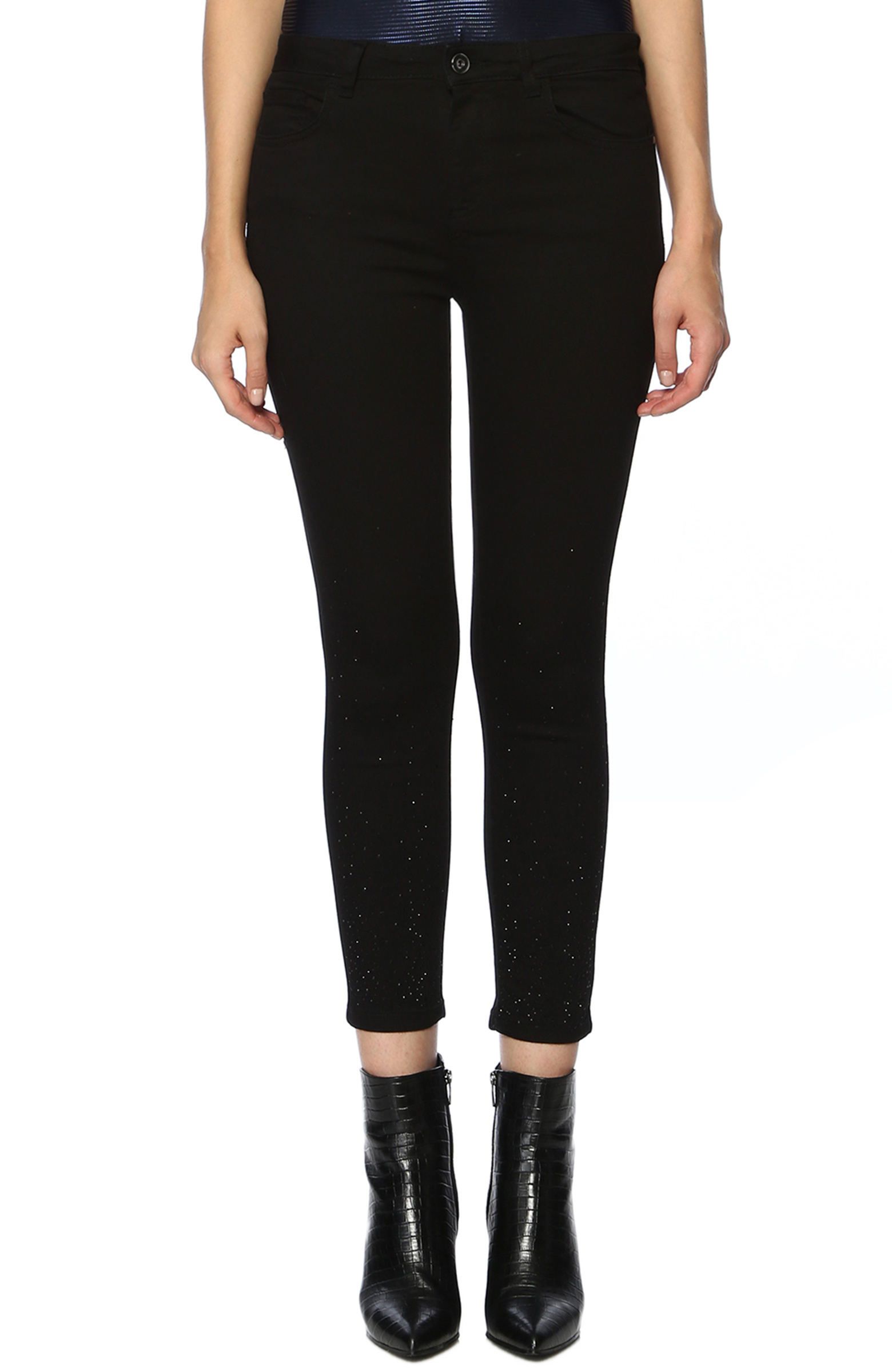 Dar Paça Siyah Denim Pantolon