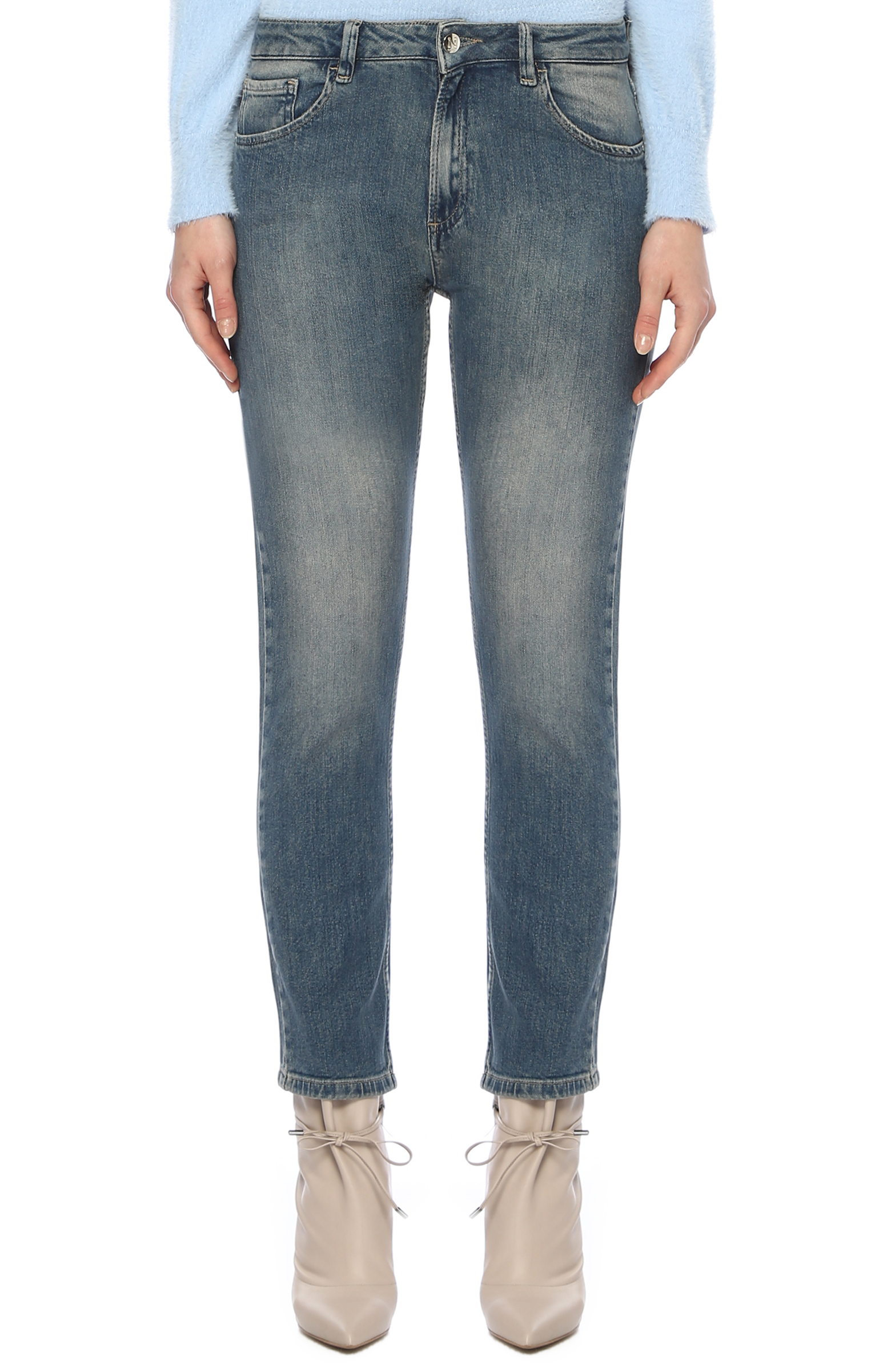 Dar Paça Açık Indigo Mavi Denim Pantolon Dar Paça Açık Indigo Mavi Denim Pantolon