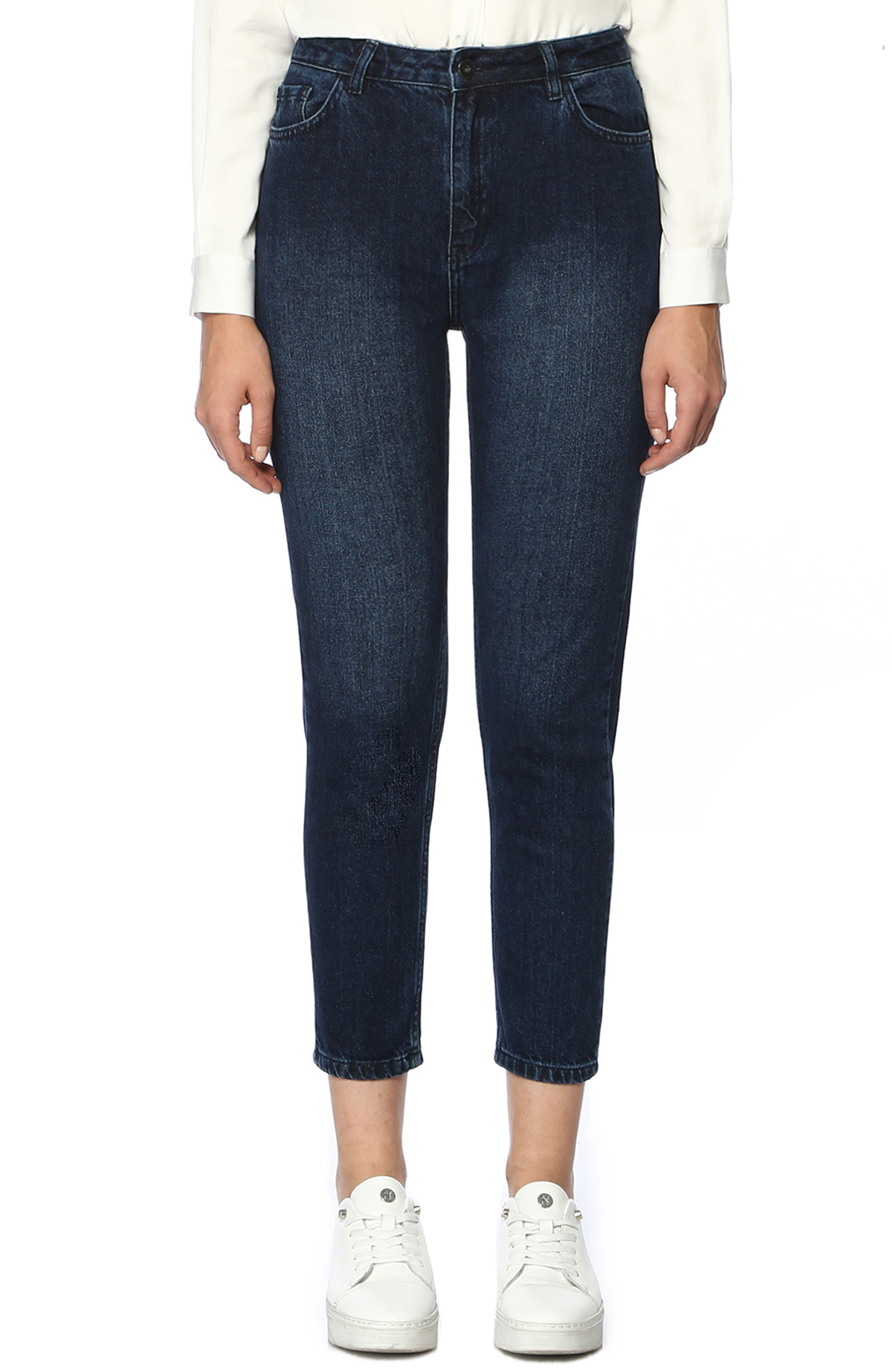 Yüksek Bel Mavi Denim Pantolon Yüksek Bel Mavi Denim Pantolon