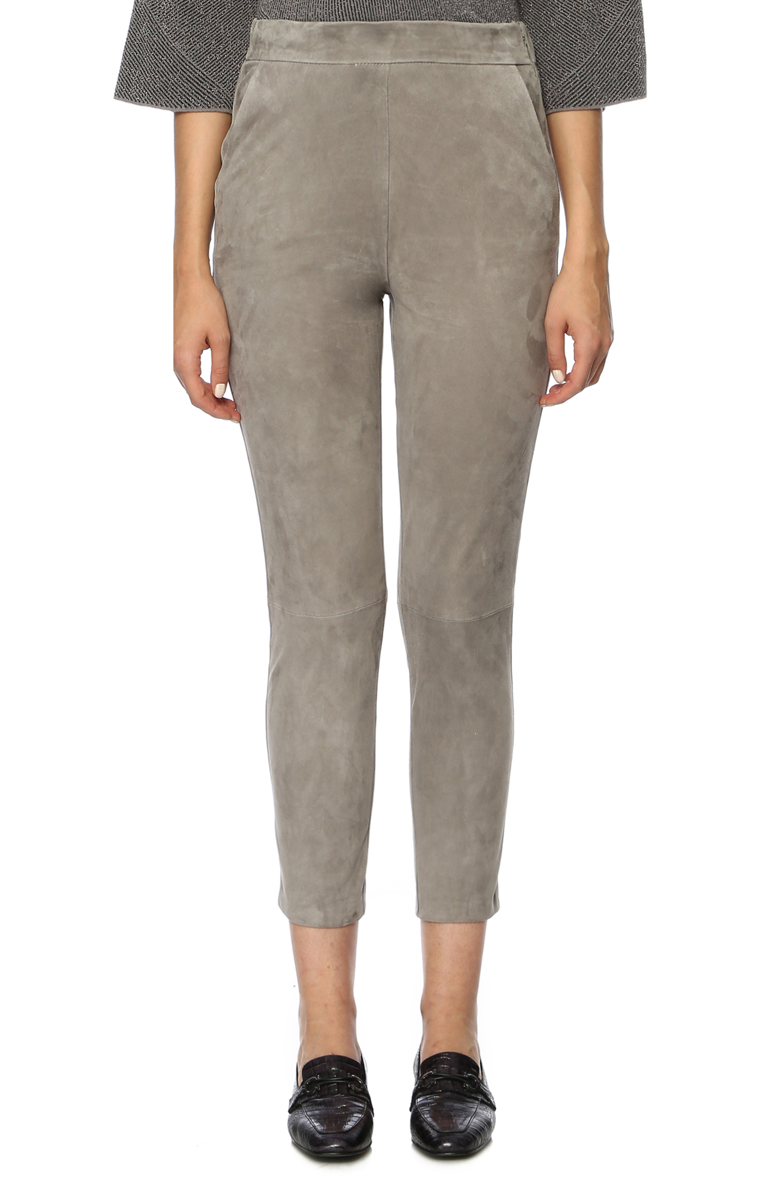 Gri Süet Deri Pantolon