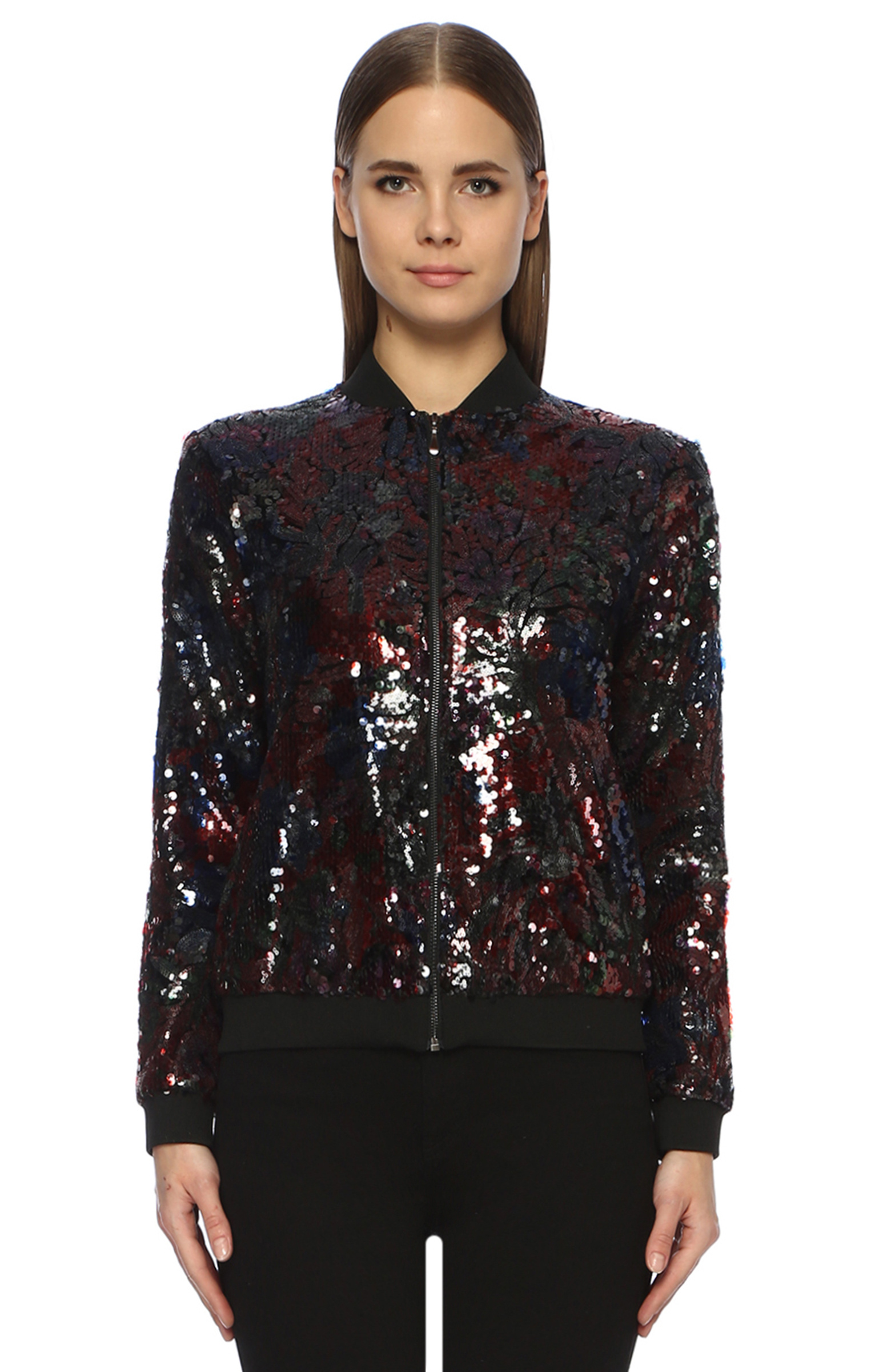 Payetli Bordo-Siyah Mont