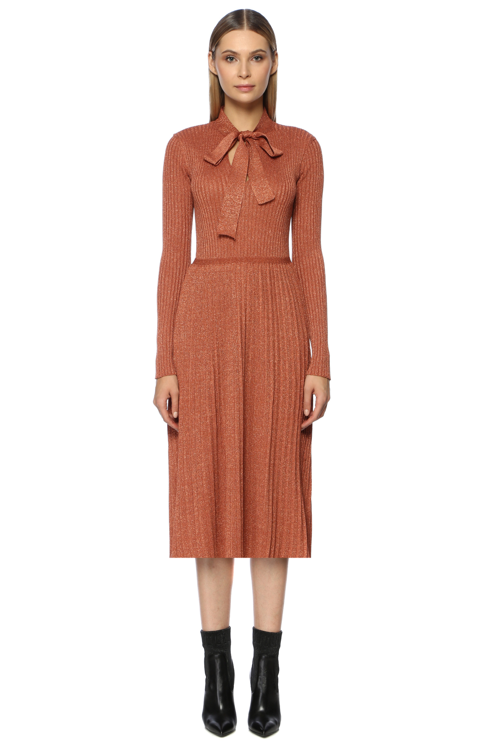 Midi Boy Kiremit Elbise