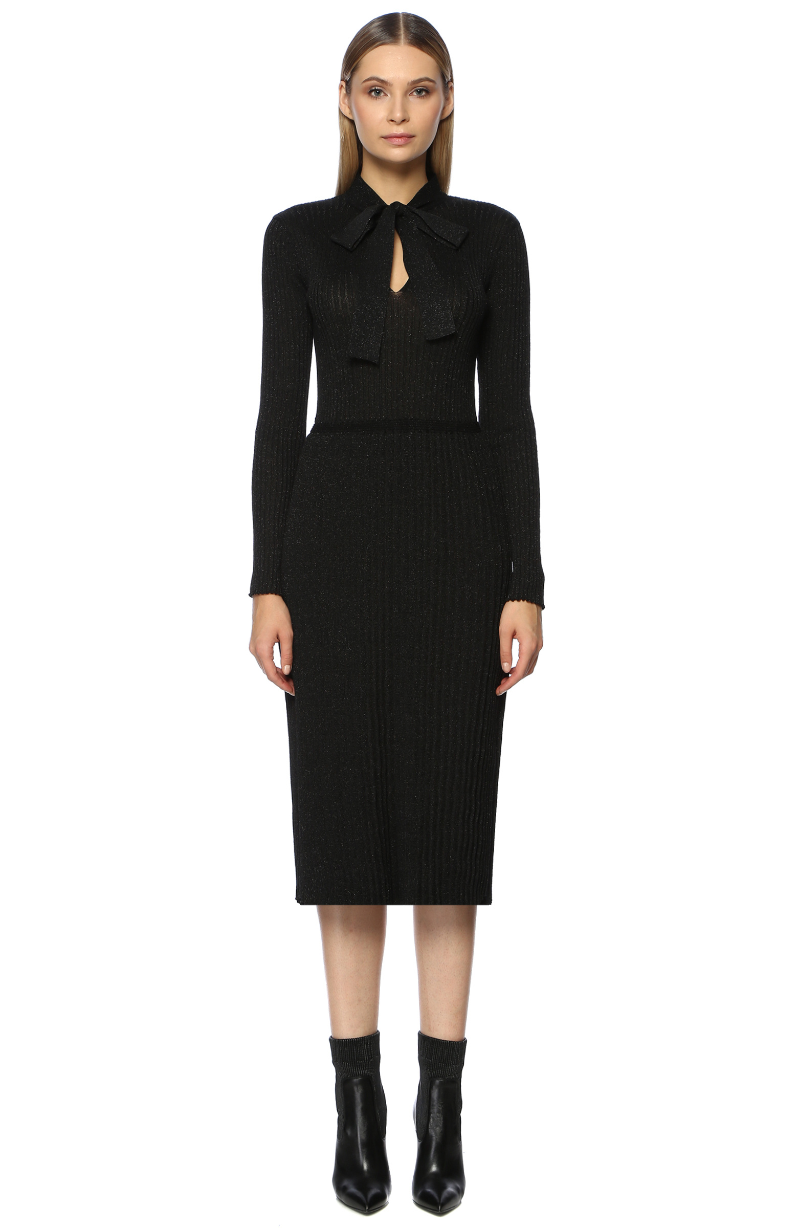 Midi Boy Siyah Elbise