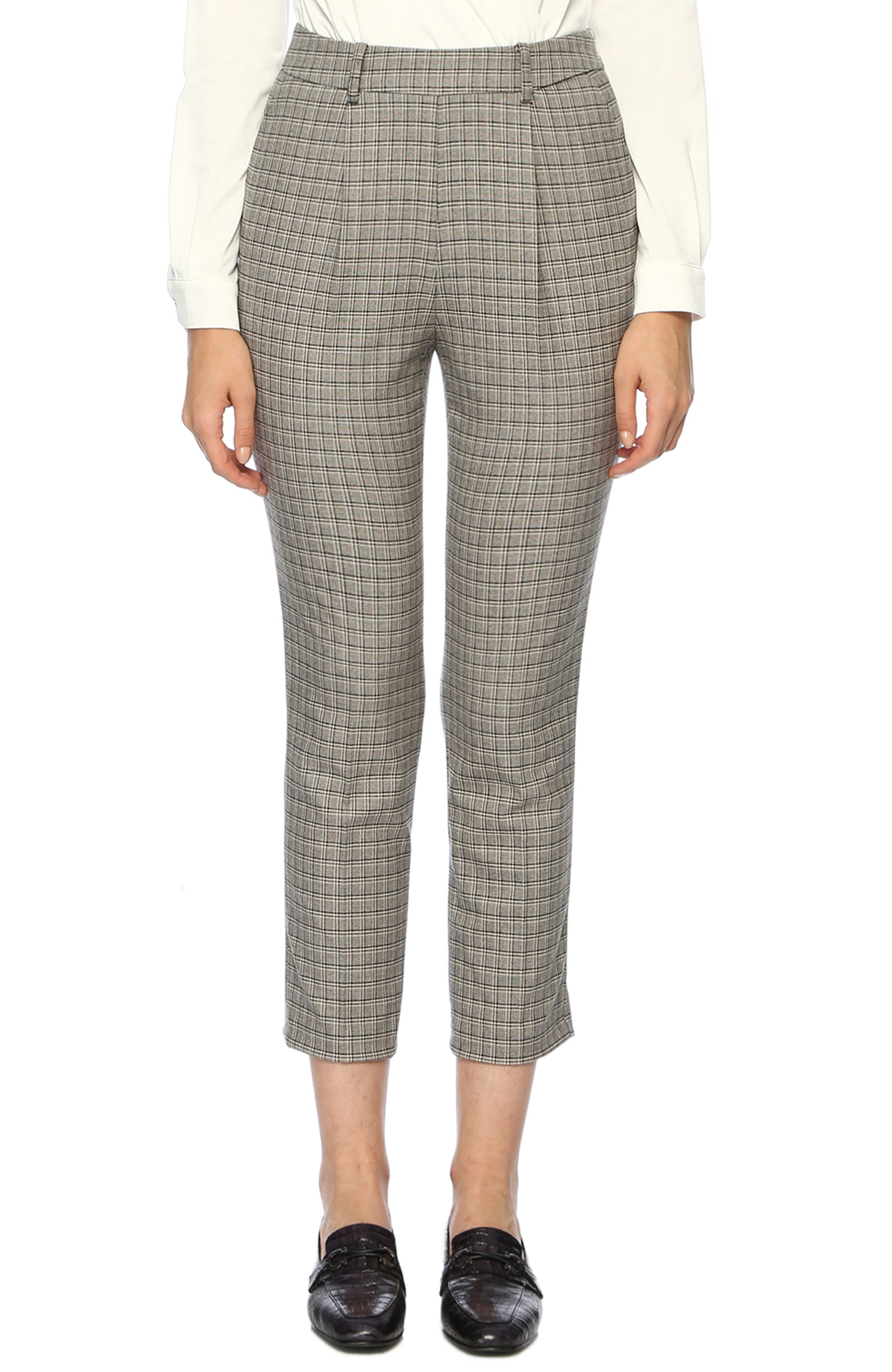 Kareli Siyah Bej Pantolon