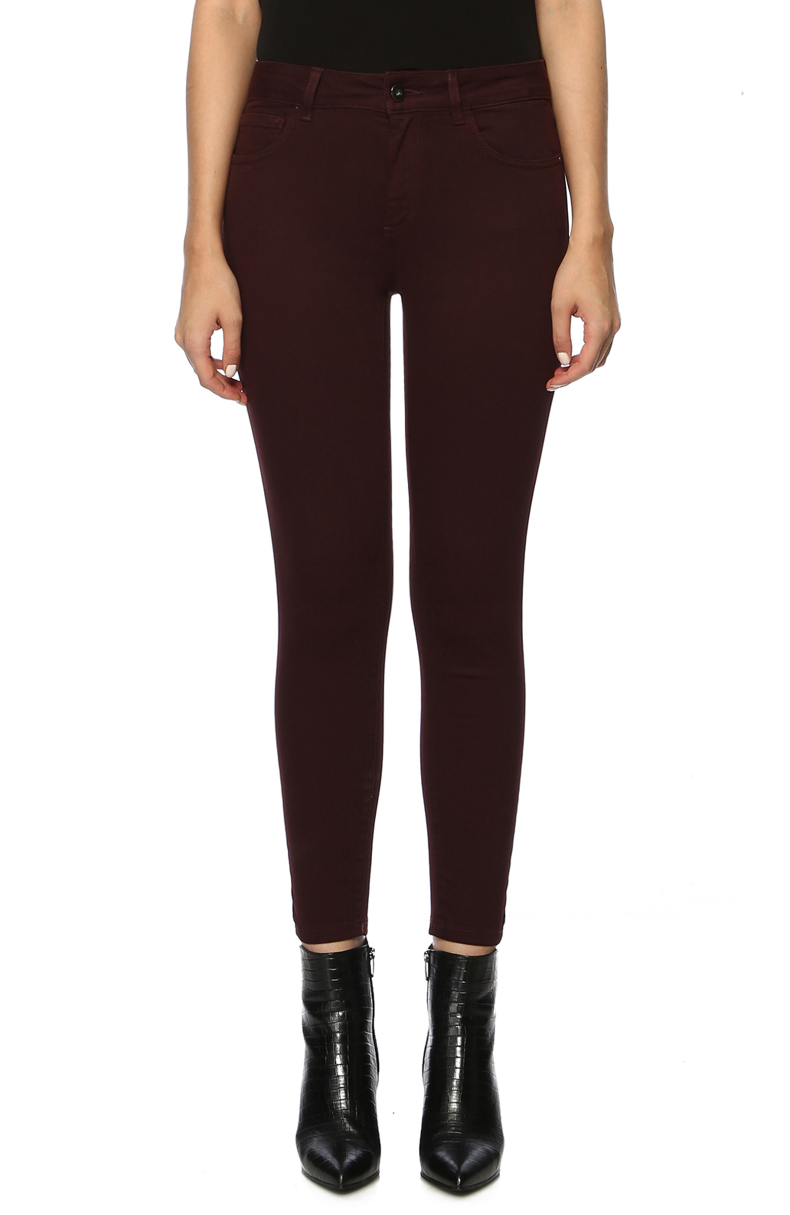 Dar Paça Bordo Casual Pantolon