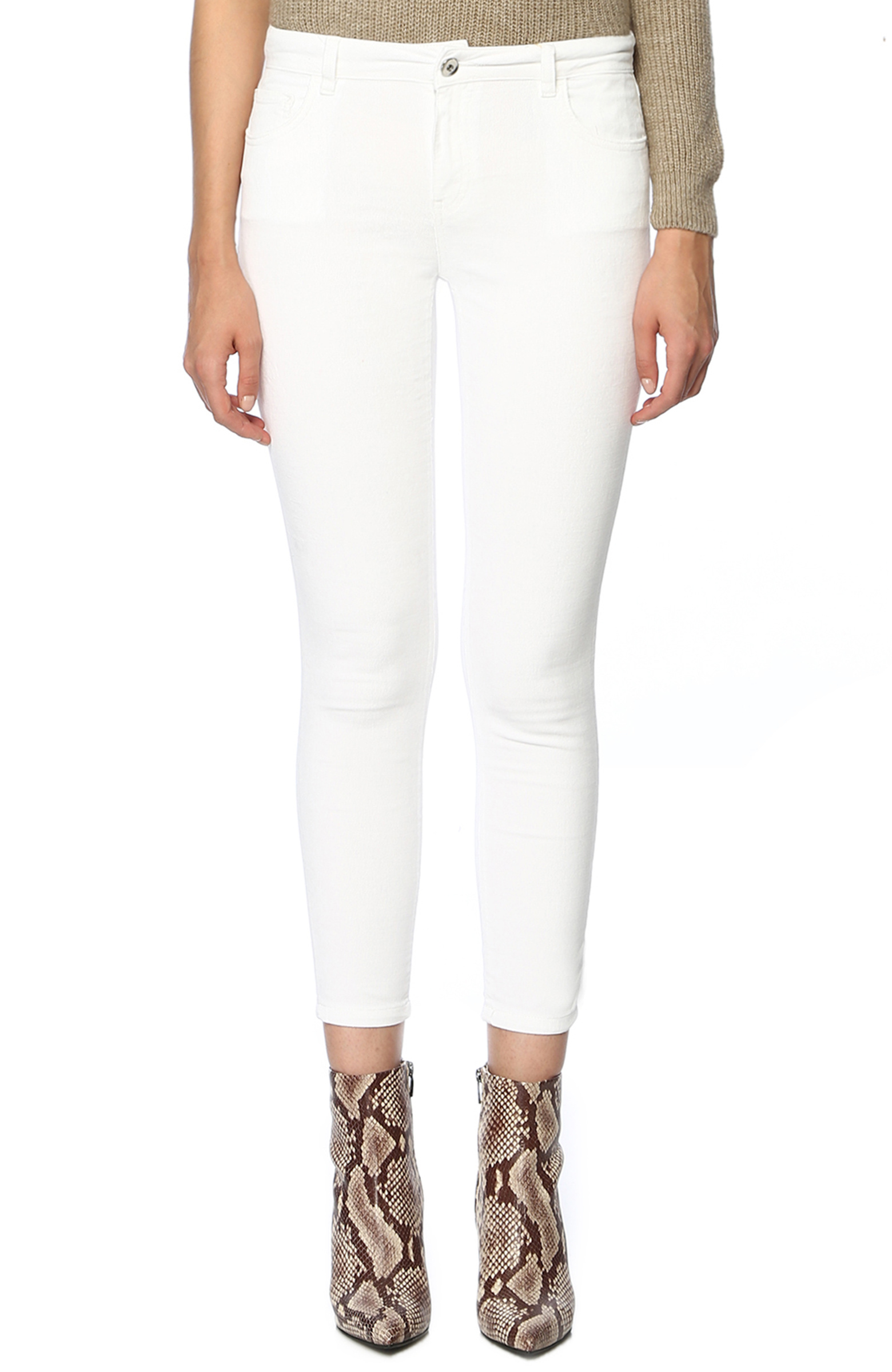 Dar Paça Kırıkbeyaz Casual Pantolon