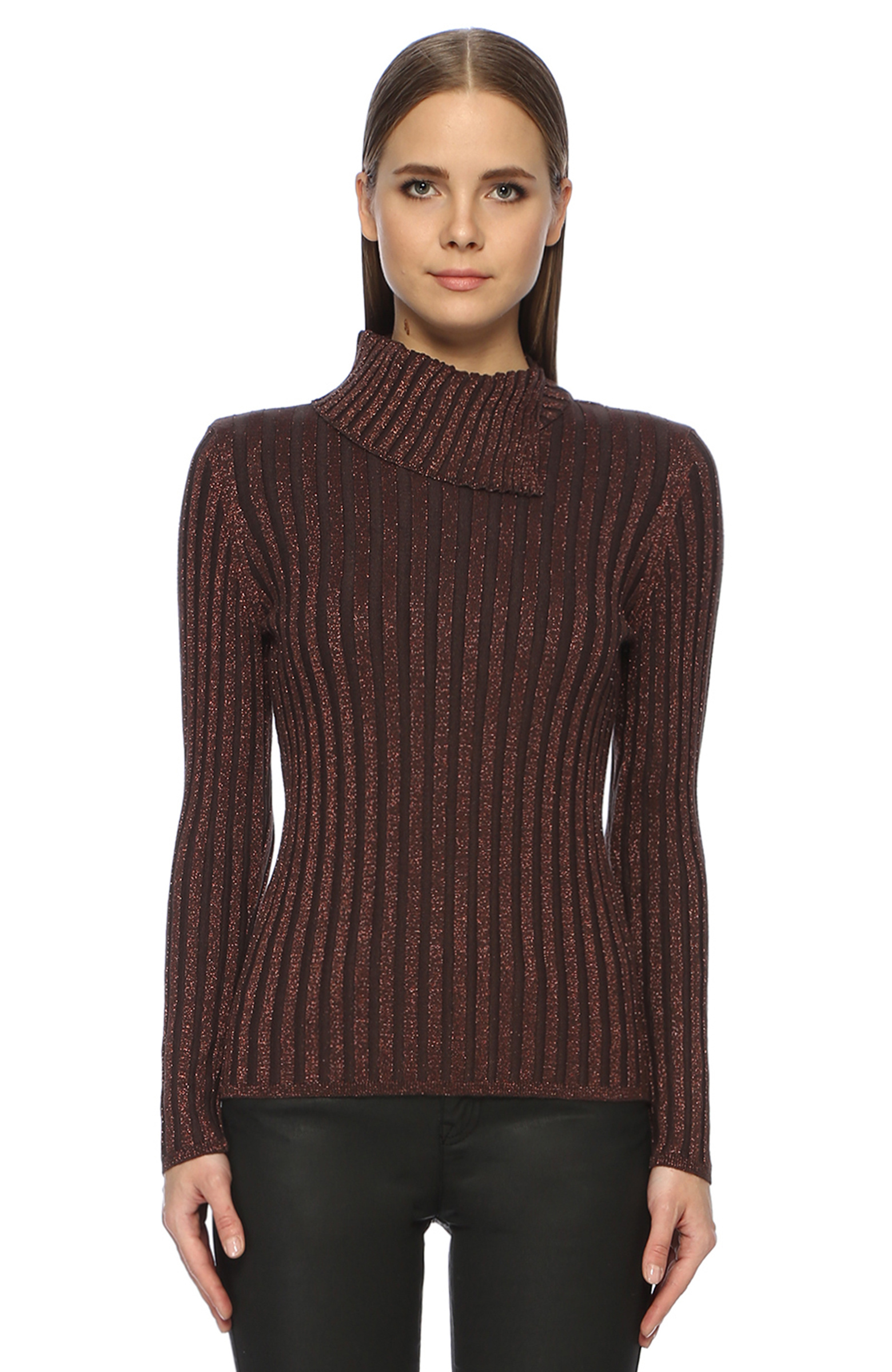 Balıkçı Yaka Kahverengi Kazak