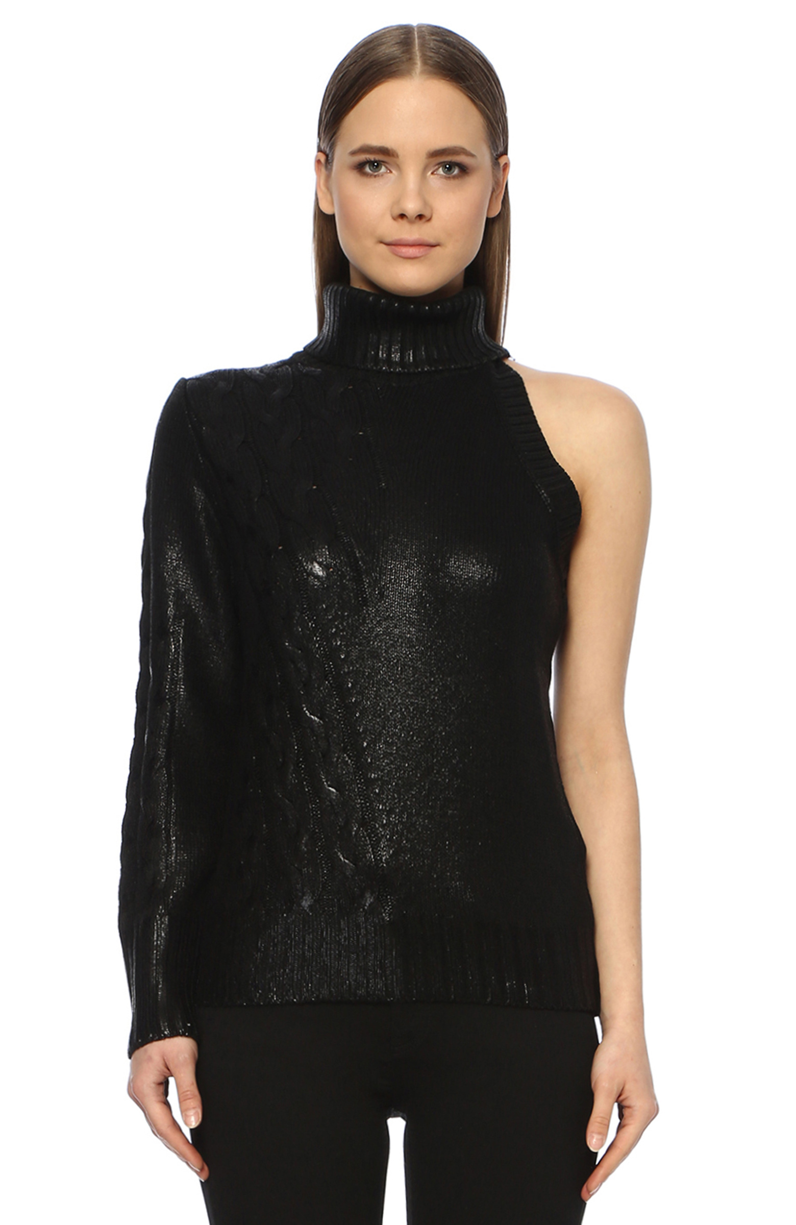 Varaklı Uzun Kol Siyah Kazak