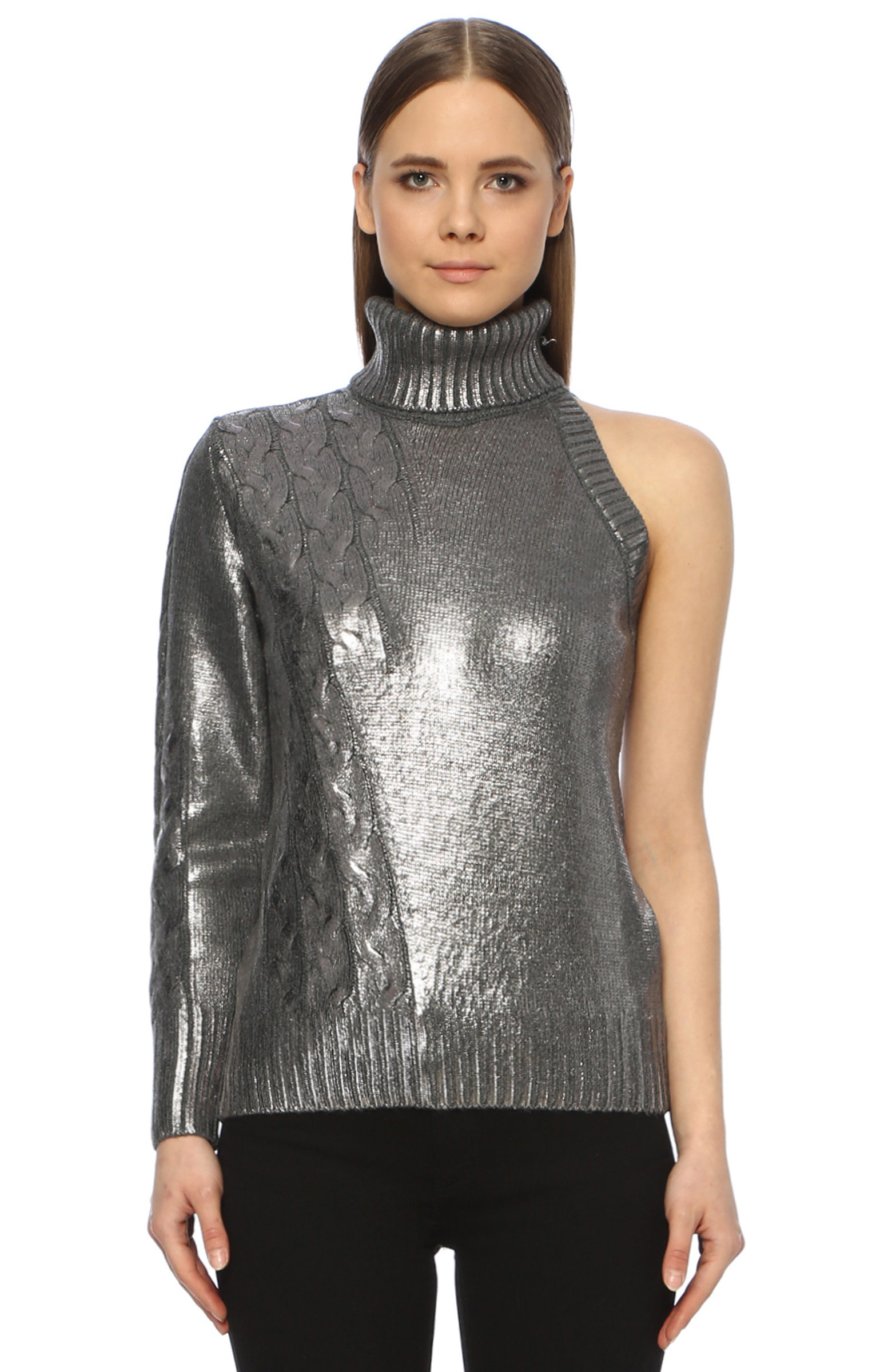 Varaklı Basic Fit Gri Kazak