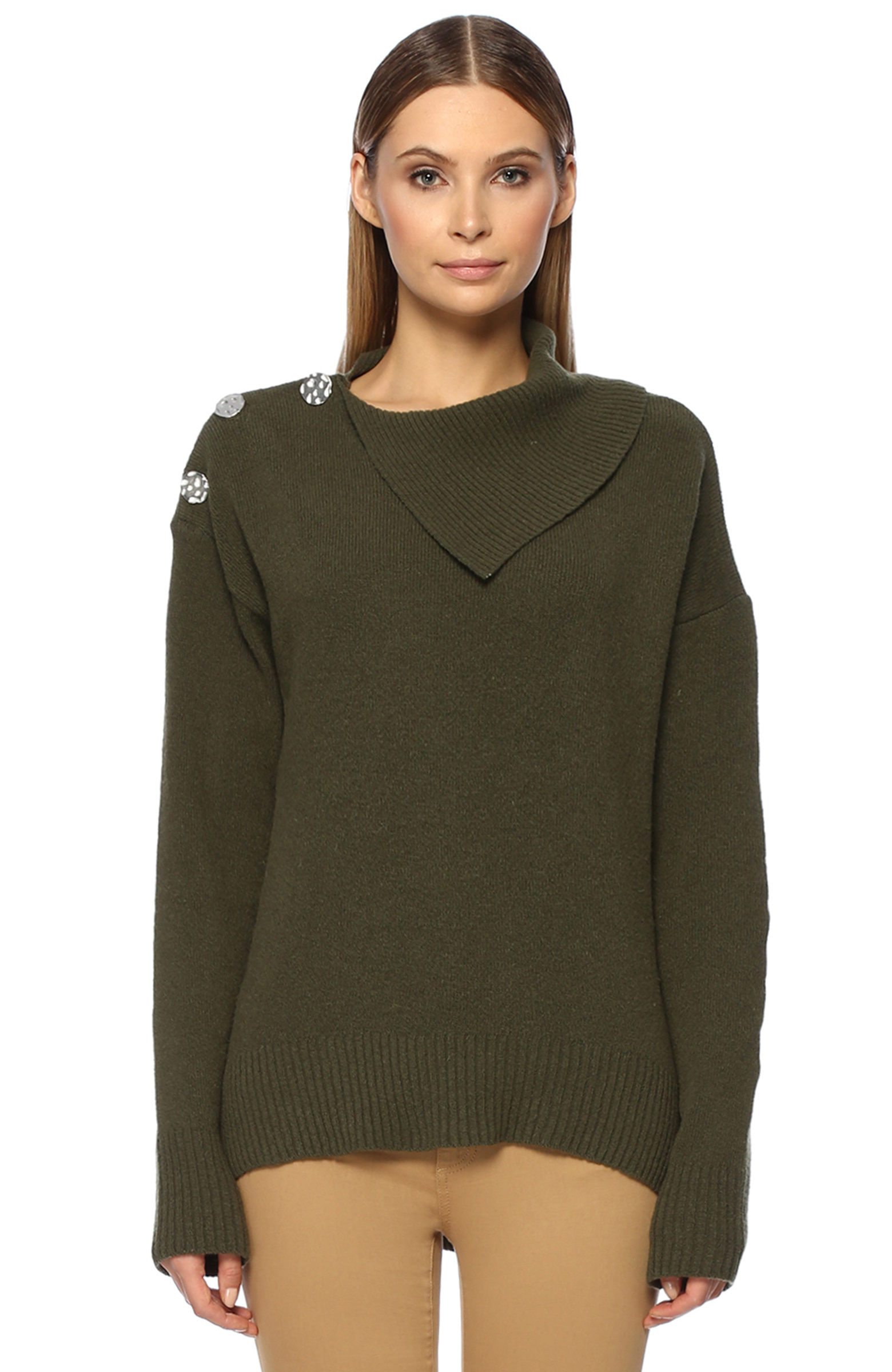 Balıkçı Yaka Haki Triko