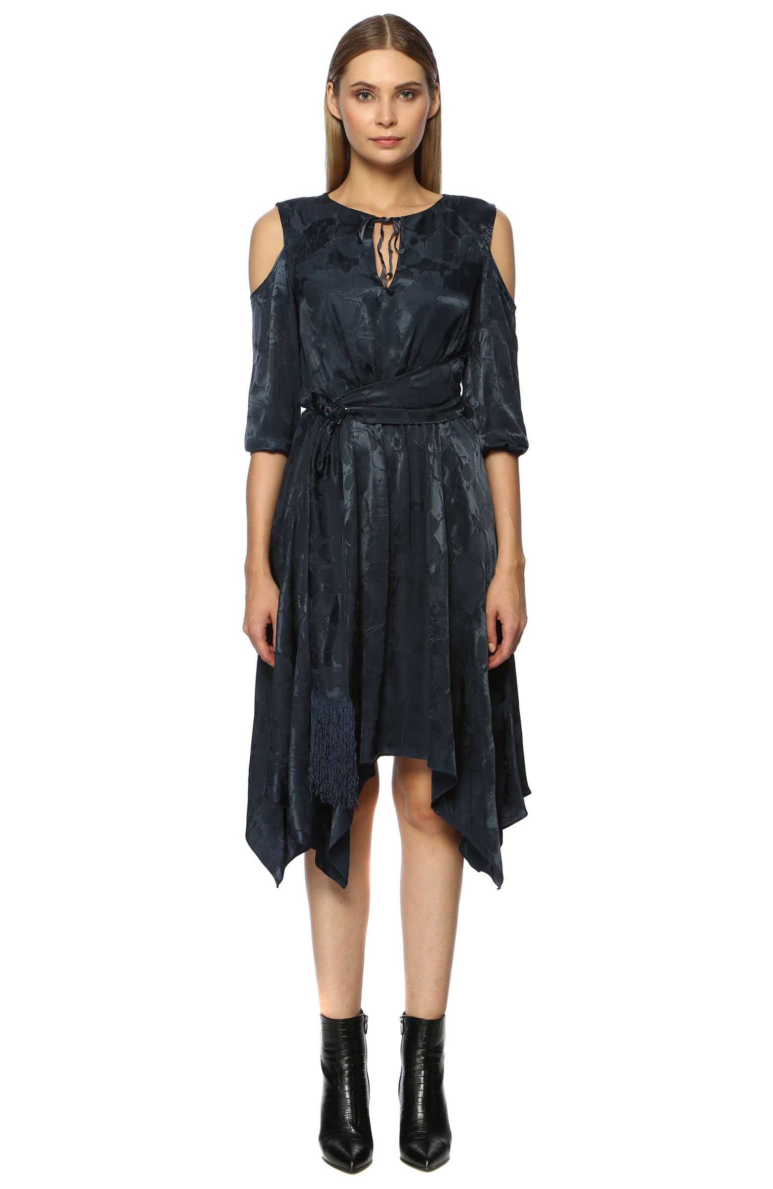 Diz Boy Lacivert Elbise