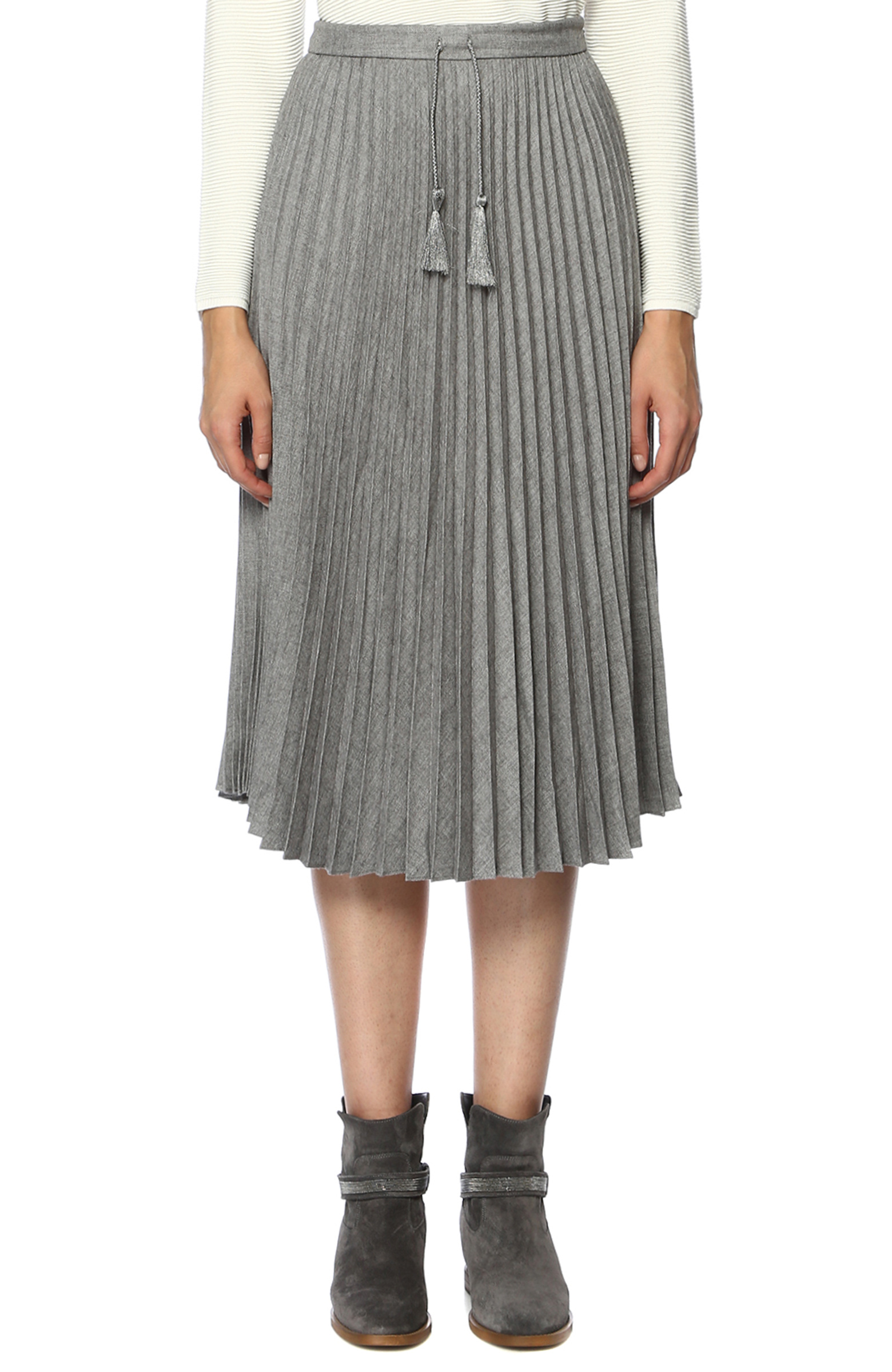 Piliseli Gri Melanj Etek Piliseli Gri Melanj Etek