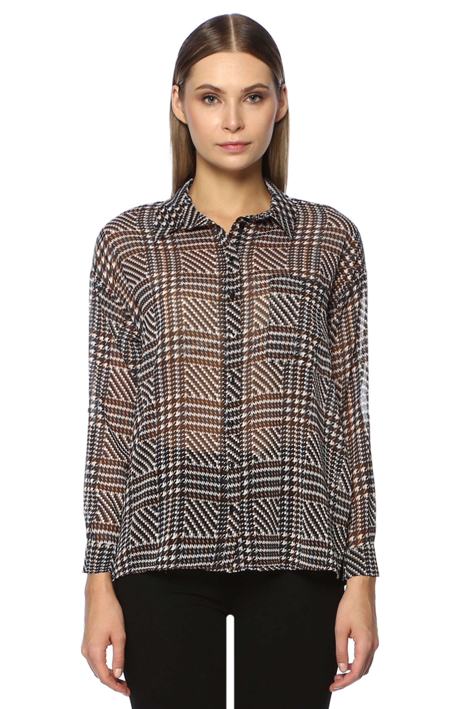 Ekose Siyah Bej Gömlek