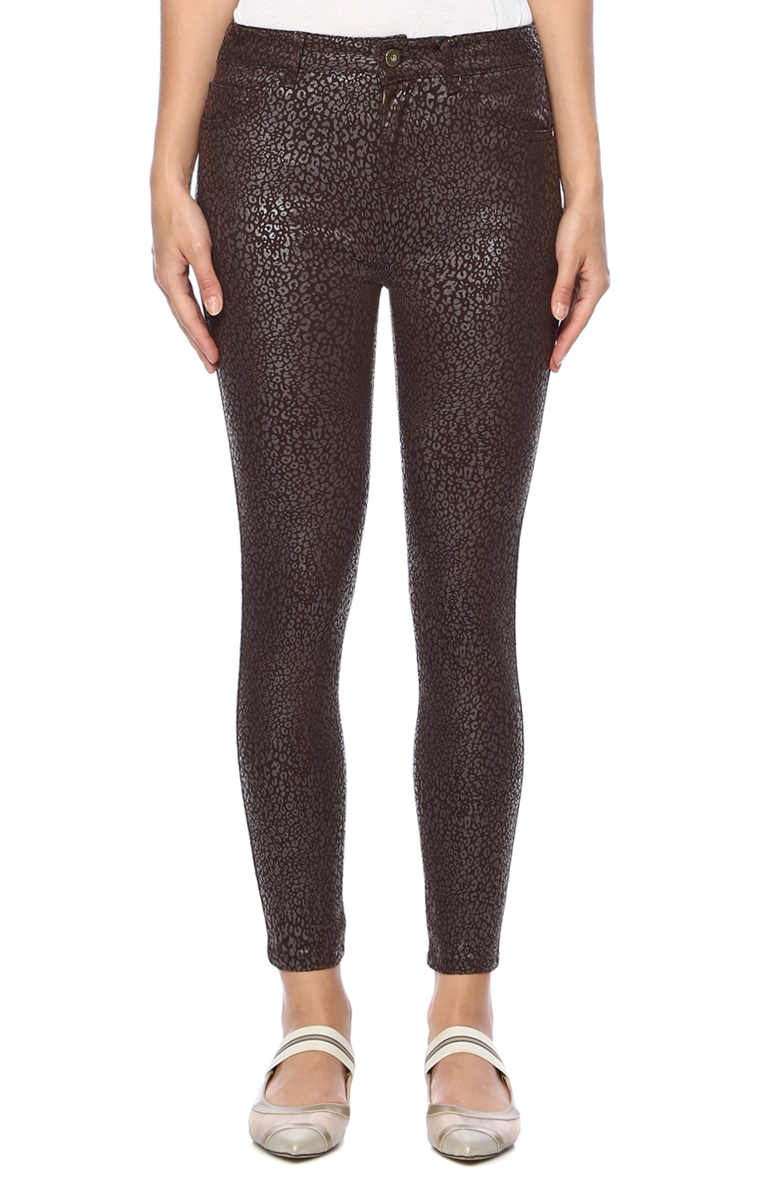 Baskılı Skinny Kahverengi Casual Pantolon Baskılı Skinny Kahverengi Casual Pantolon