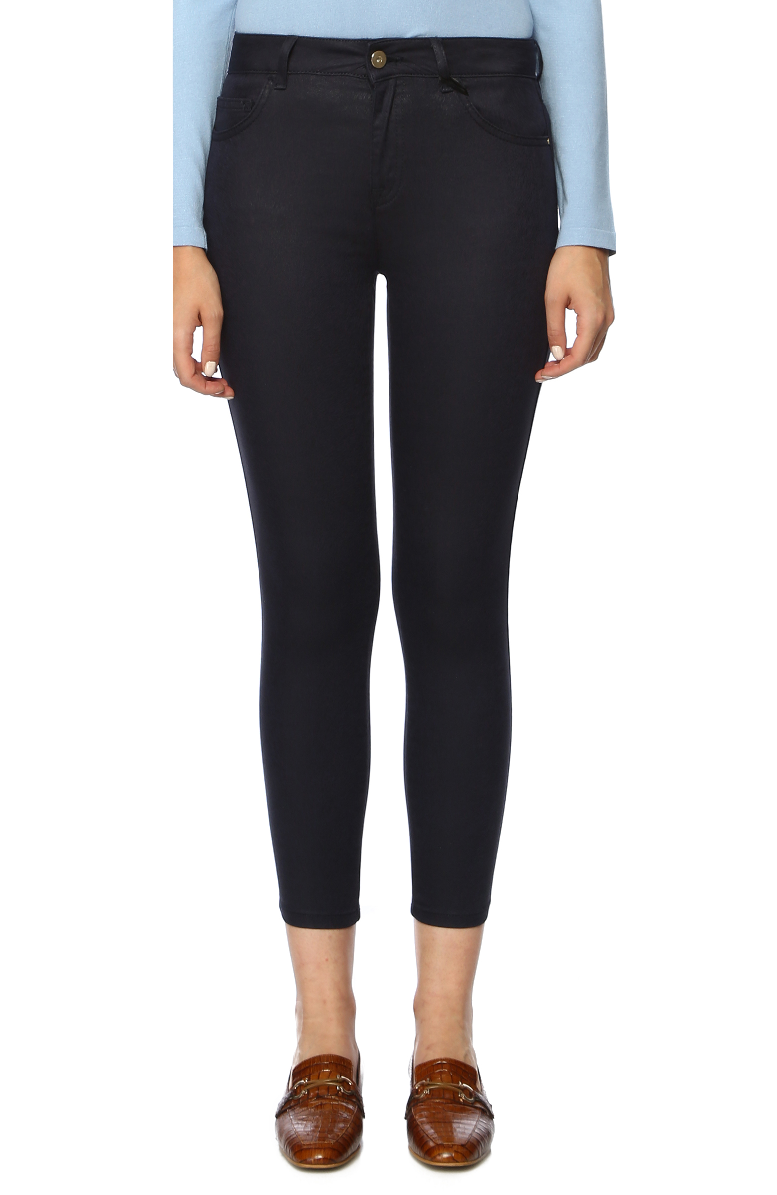 Baskılı Skinny Lacivert Casual Pantolon