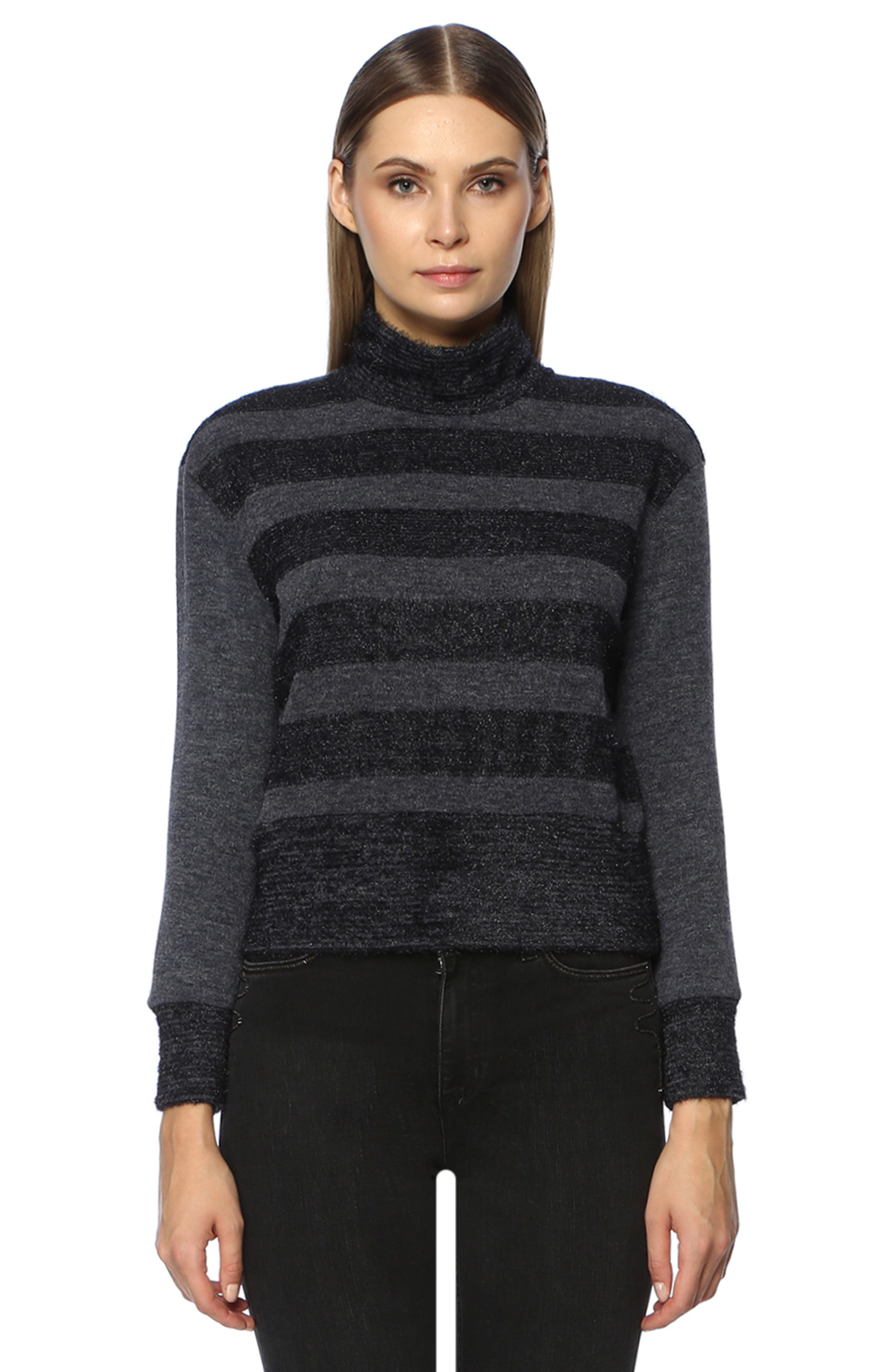 Çizgili Lacivert Sweatshirt