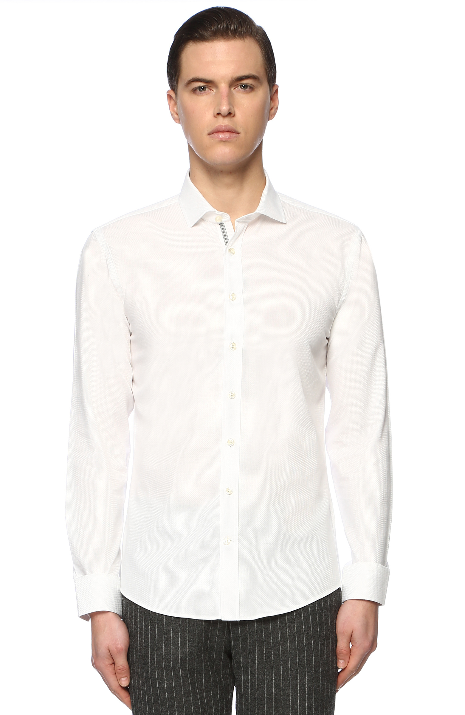 İtalyan Yaka Beyaz Gömlek