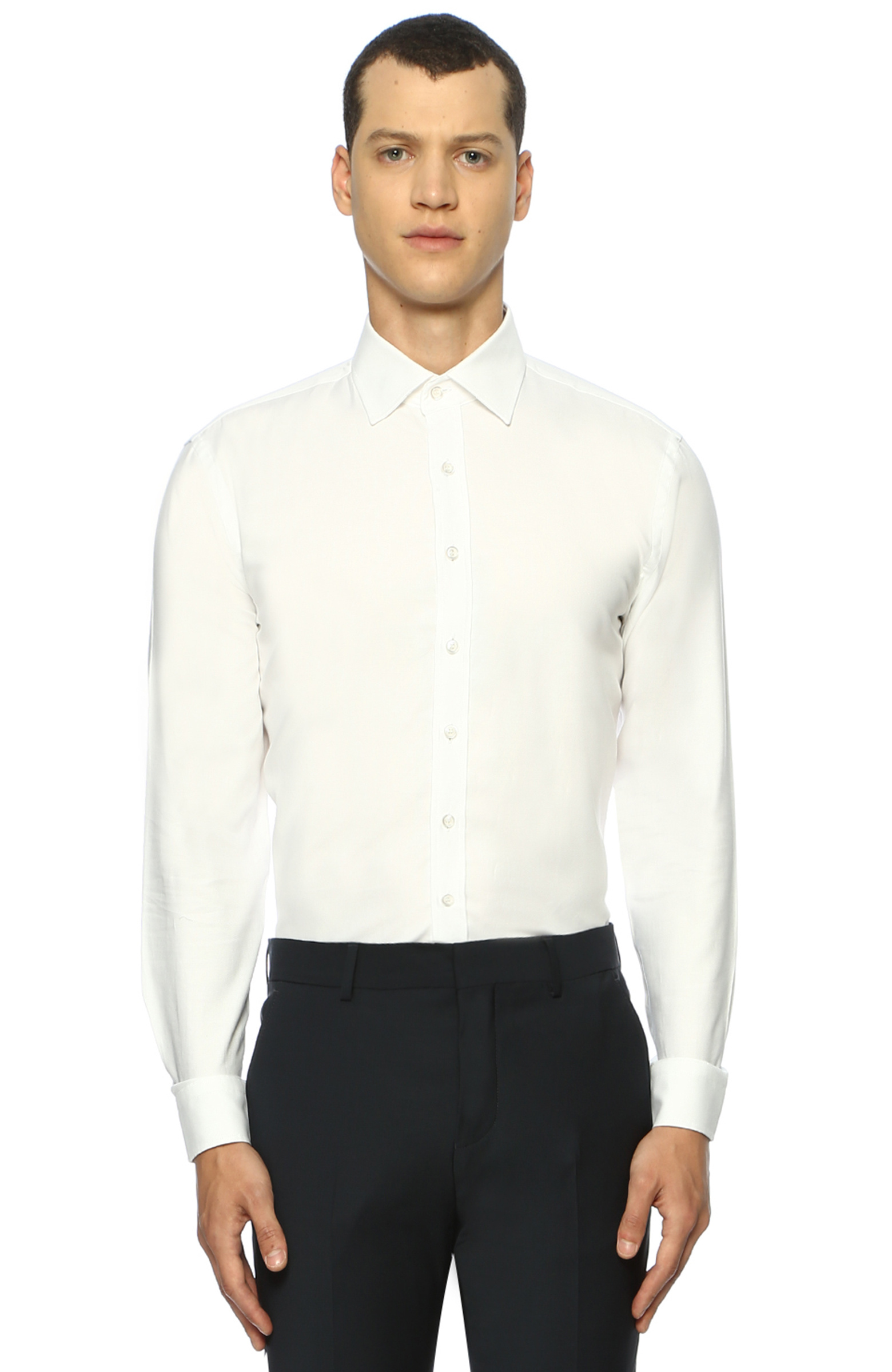 İtalyan Yaka Beyaz Gömlek