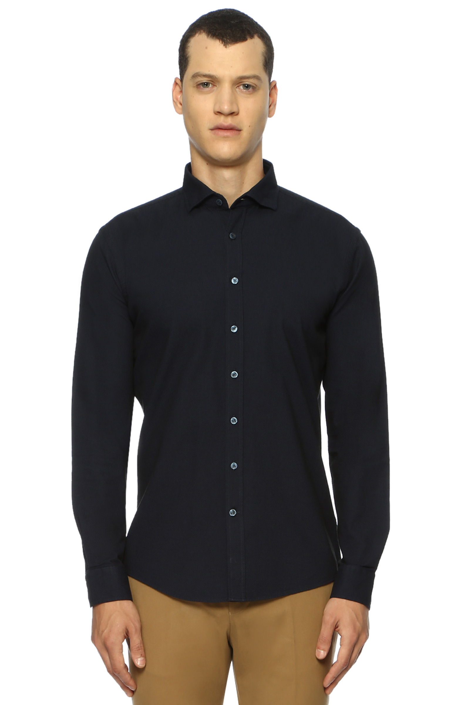 İtalyan Yaka Lacivert Gömlek